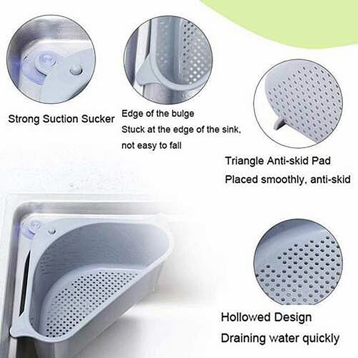 Multifunctional Triangle Sink Corner Sponge Drainer Rack Hanging ...