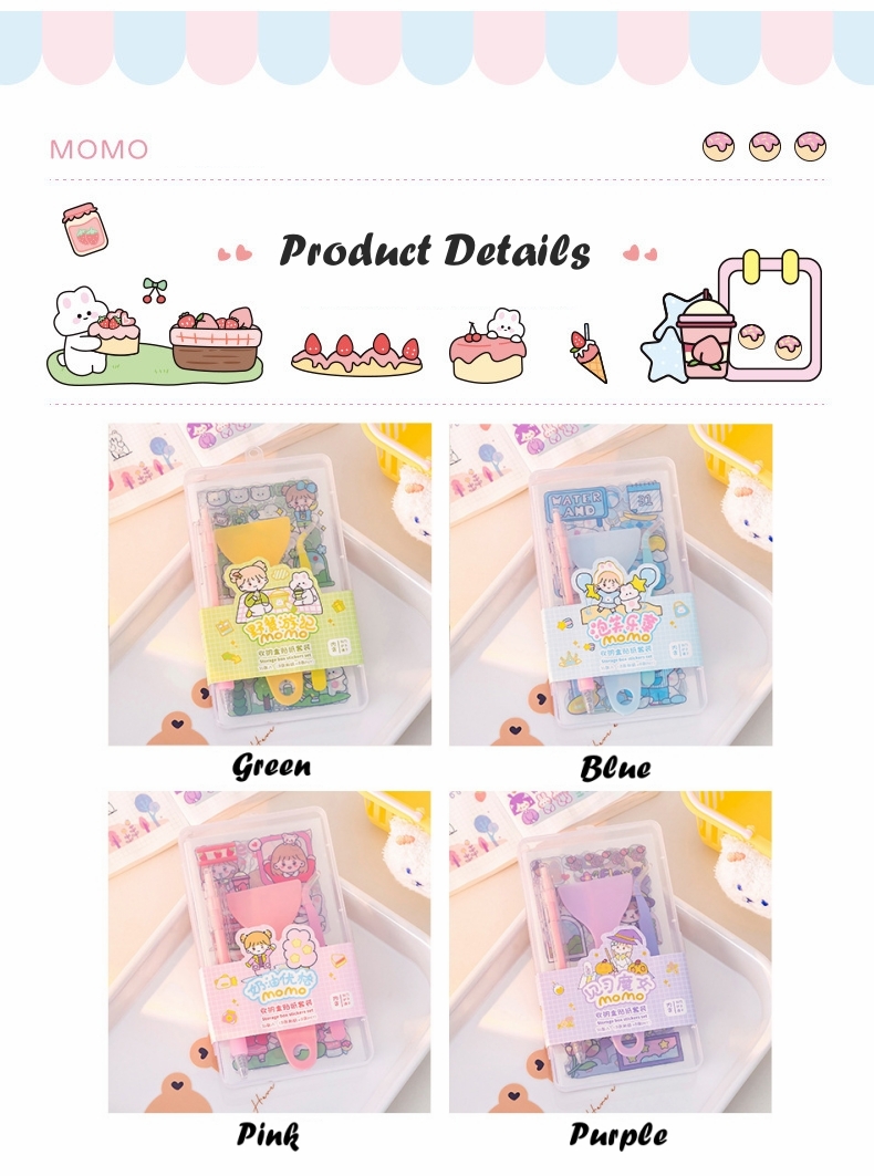 *CLEARANCE* Creative Cute Cartoon Momo Series Storage Box Stickers Kit ...
