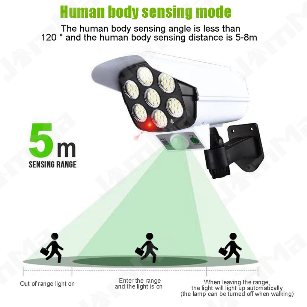 Solar Wall Lamp Street Outdoor Motion Sensor Light PIR Fake CCTV Design ...