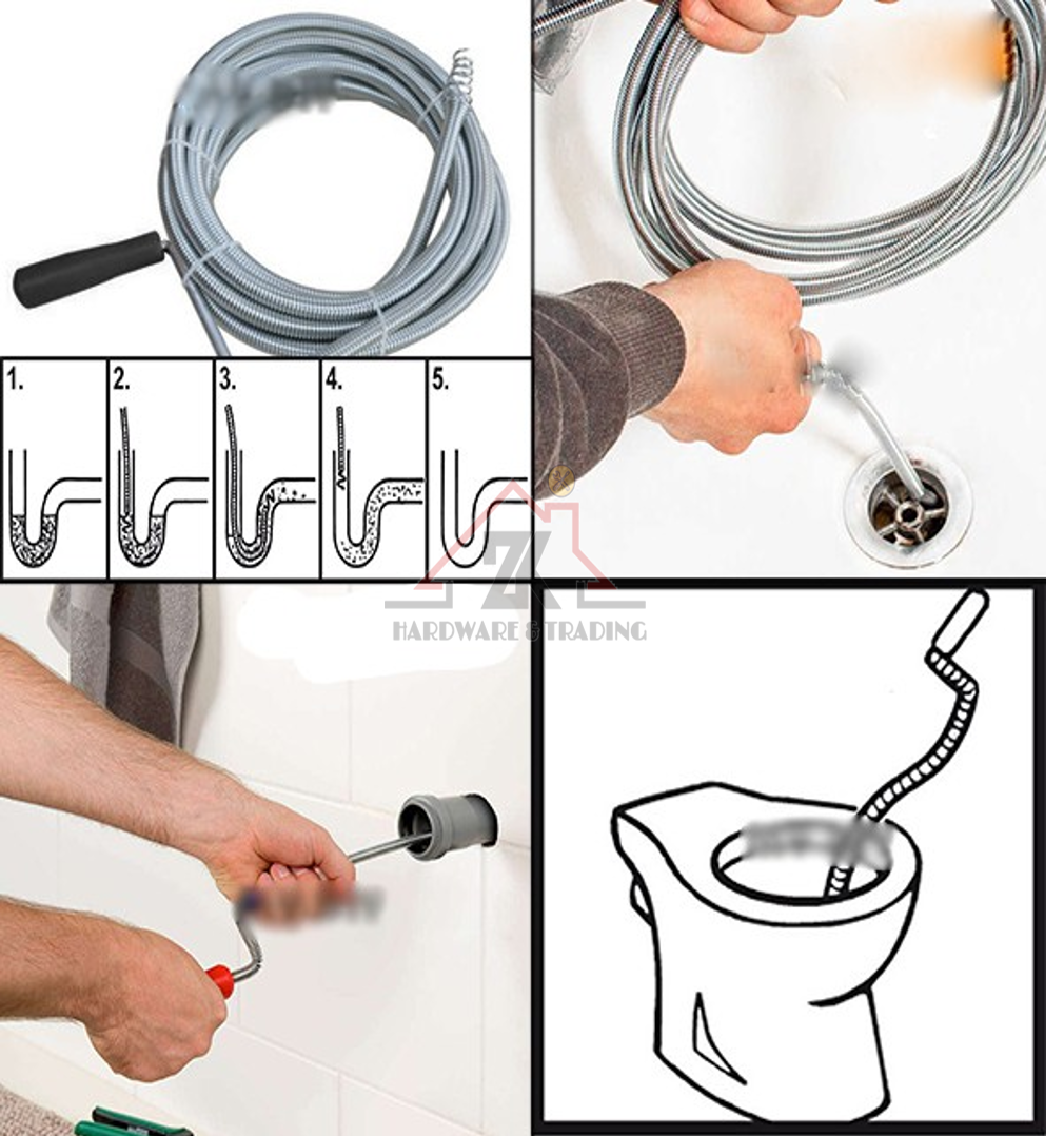 Drain Cleaner Spring Wire Waste Pipe Dredging Tool Flexible Steel Clog ...