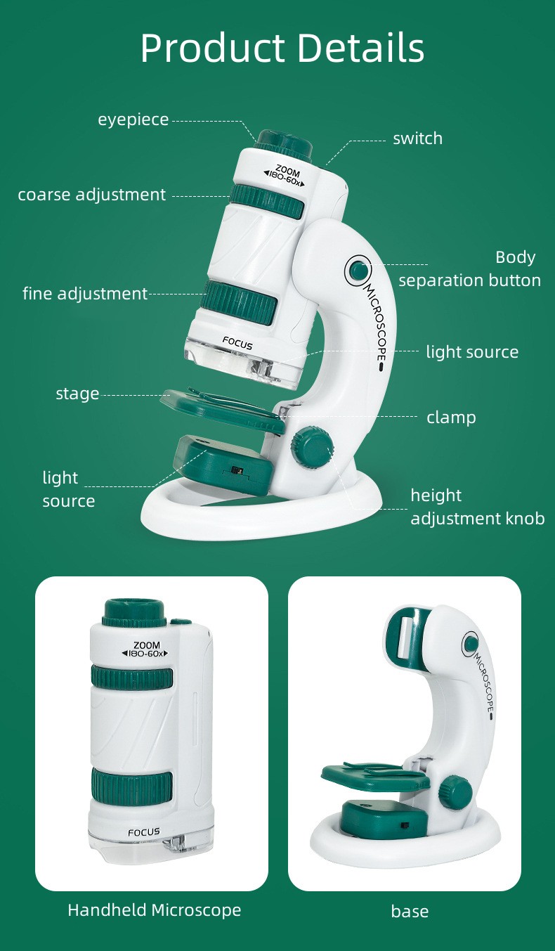Portable Microscope Experiment Set Educational Toy Gift Science ...