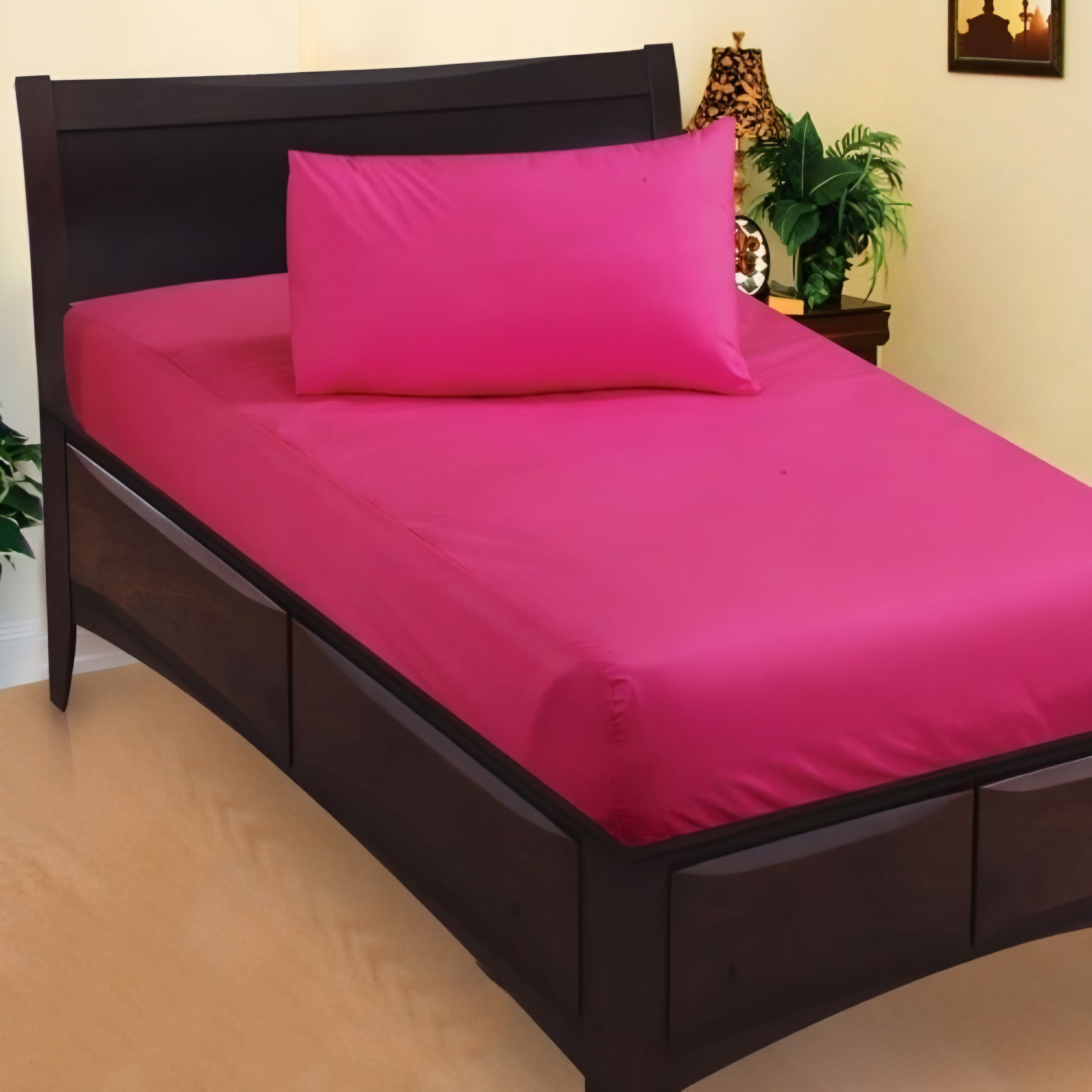 Dark Pink Single Plain Bedsheets 2 in 1 Pack Cadar Asrama Cotton Bujang ...