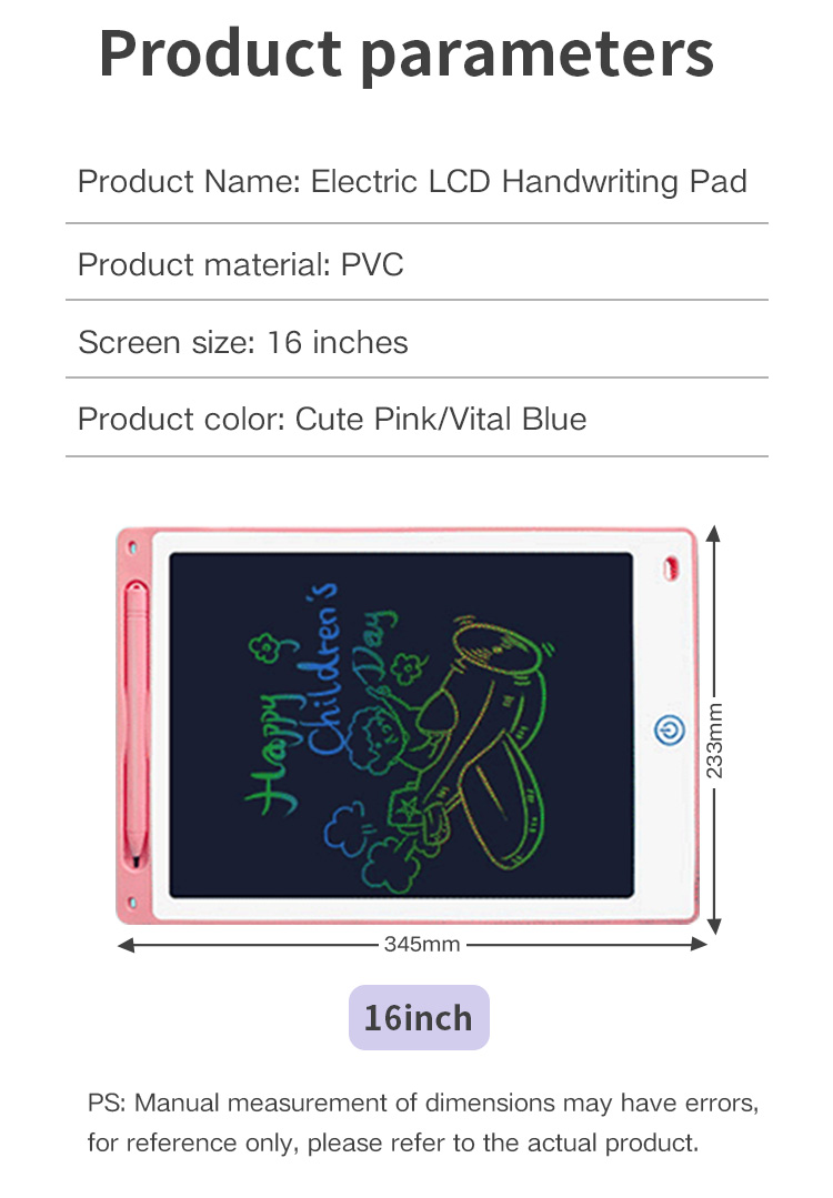 Qbrand 16 Inch LCD Writing Tablet Pad Multi Color Drawing Tablet ...