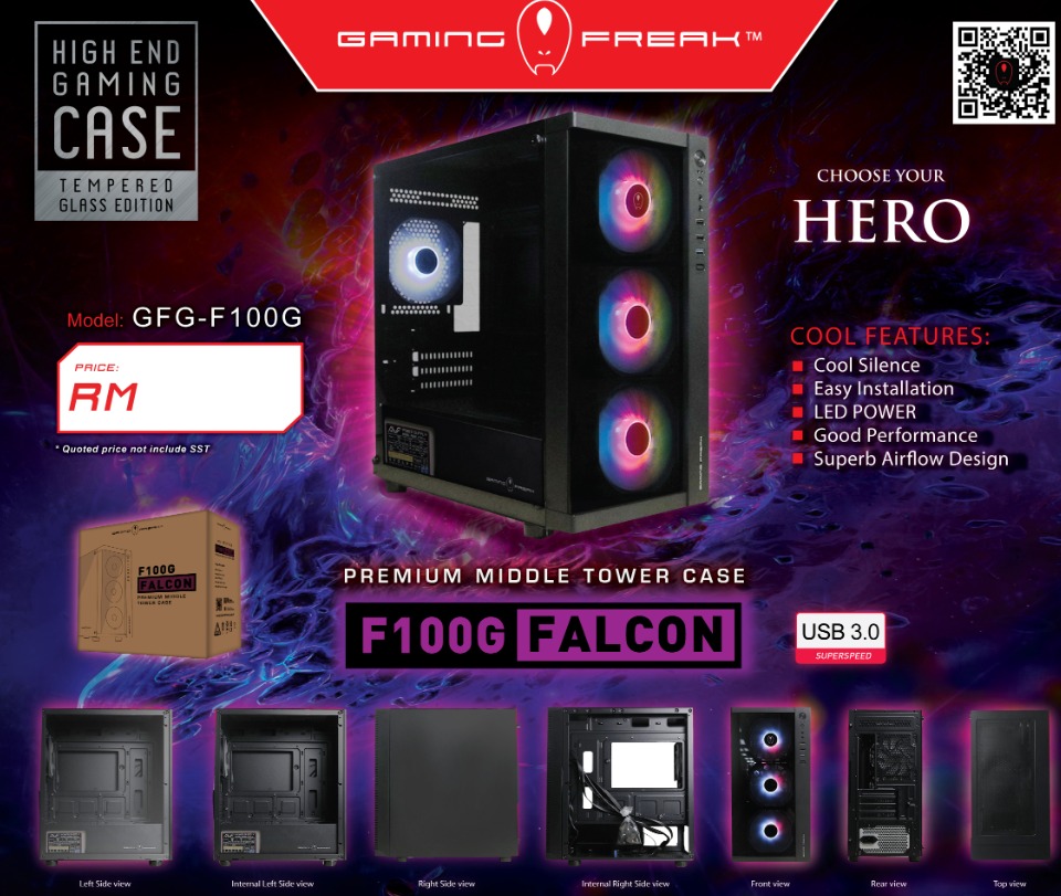 Gaming Freak F100G Falcon Premium Mid Middle Tower MATX Micro ATX AVF ...