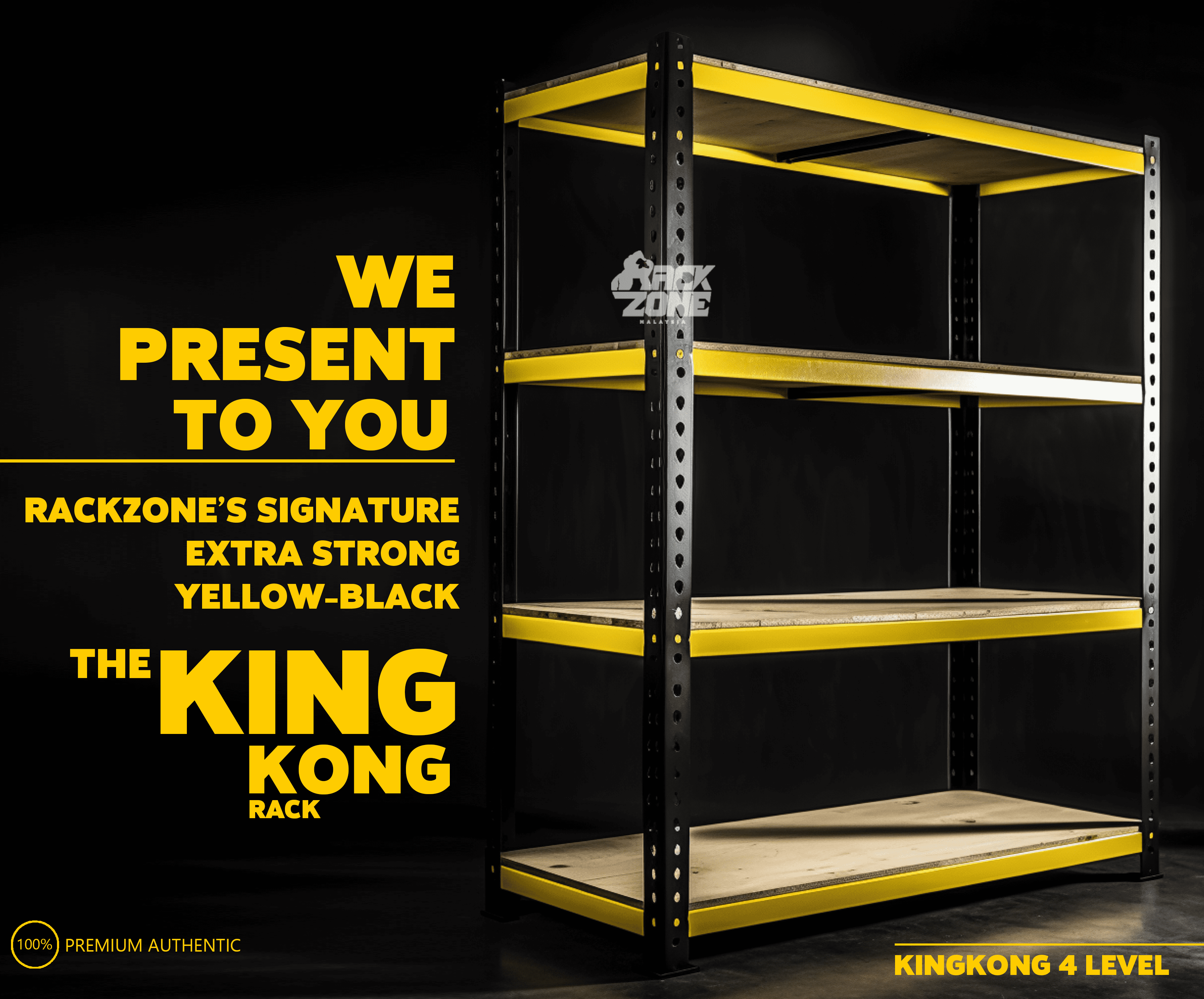 RACKZONE 4 Level Storage Rack Heavy Duty Rack Boltless Rak Besi ...