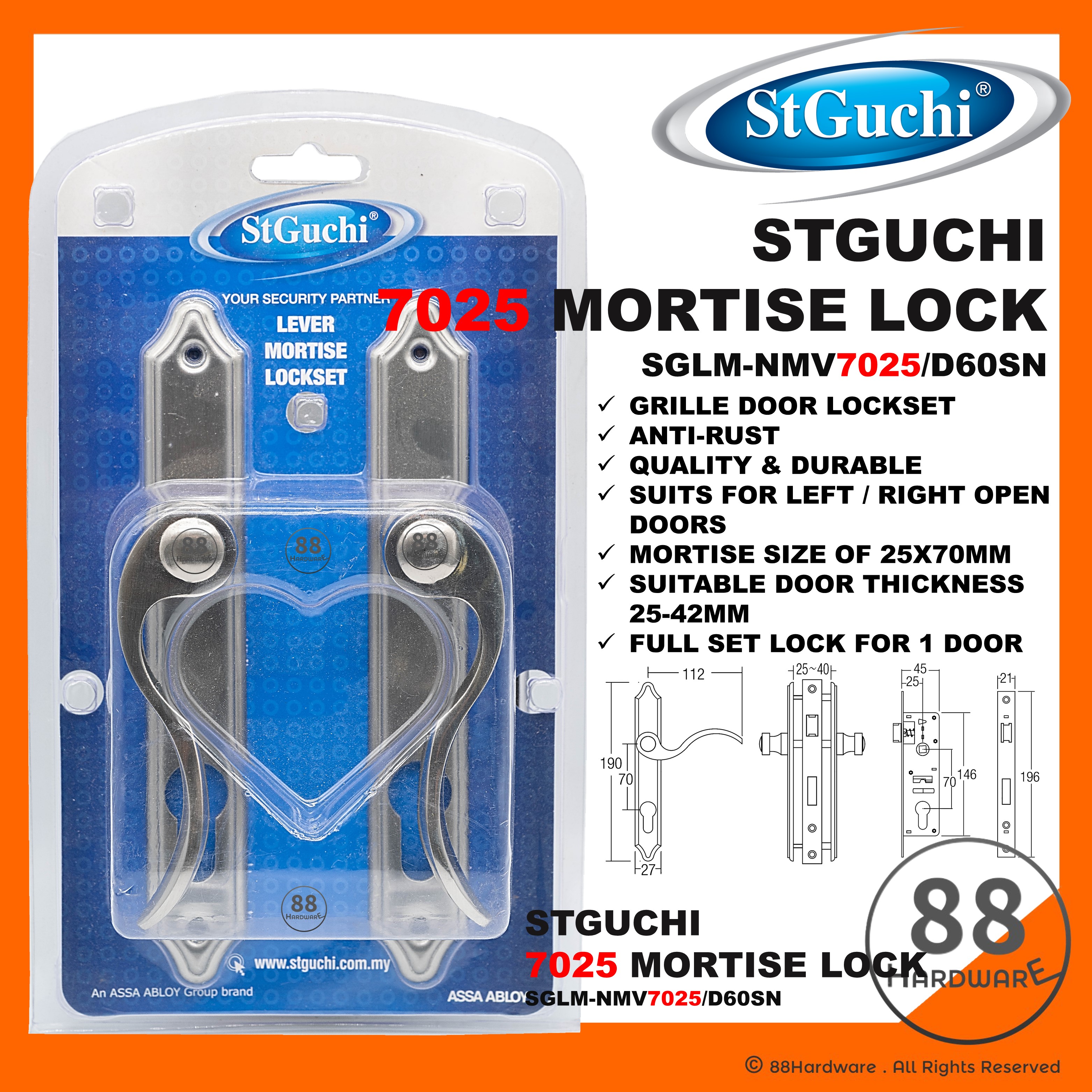 HUGO 7011 7025 ST GUCHI mortise lock / grill lock grill door lock set ...