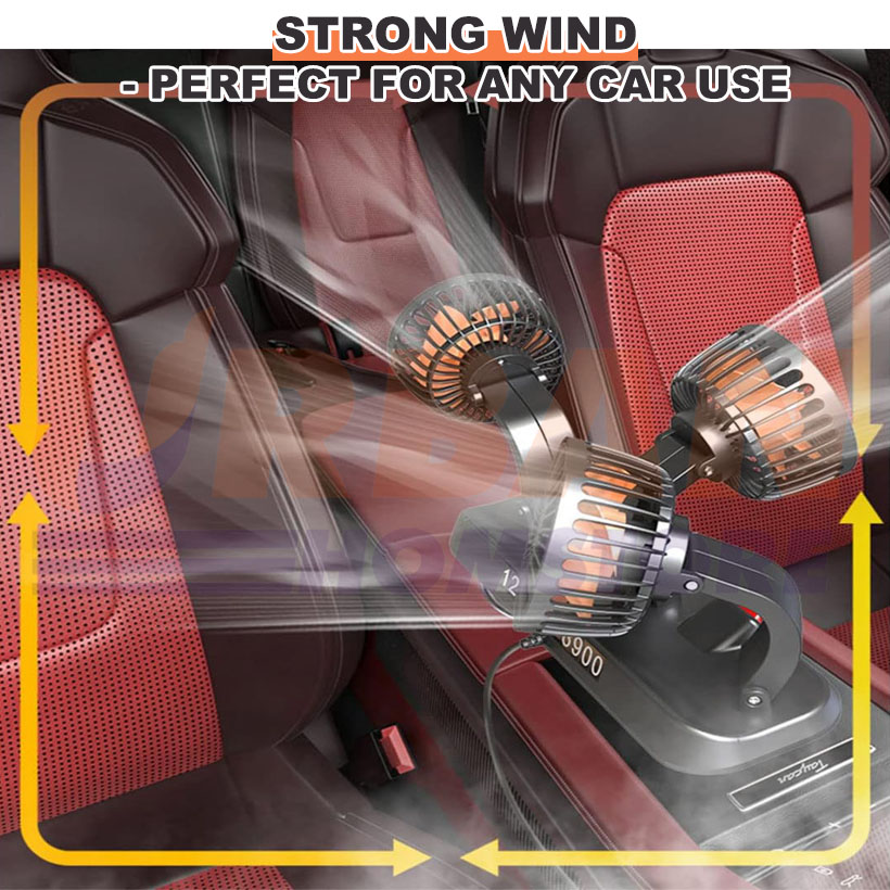 UBH Triple Car fan air cooler Kipas kereta usb 2 Speeds 360° degree Car ...