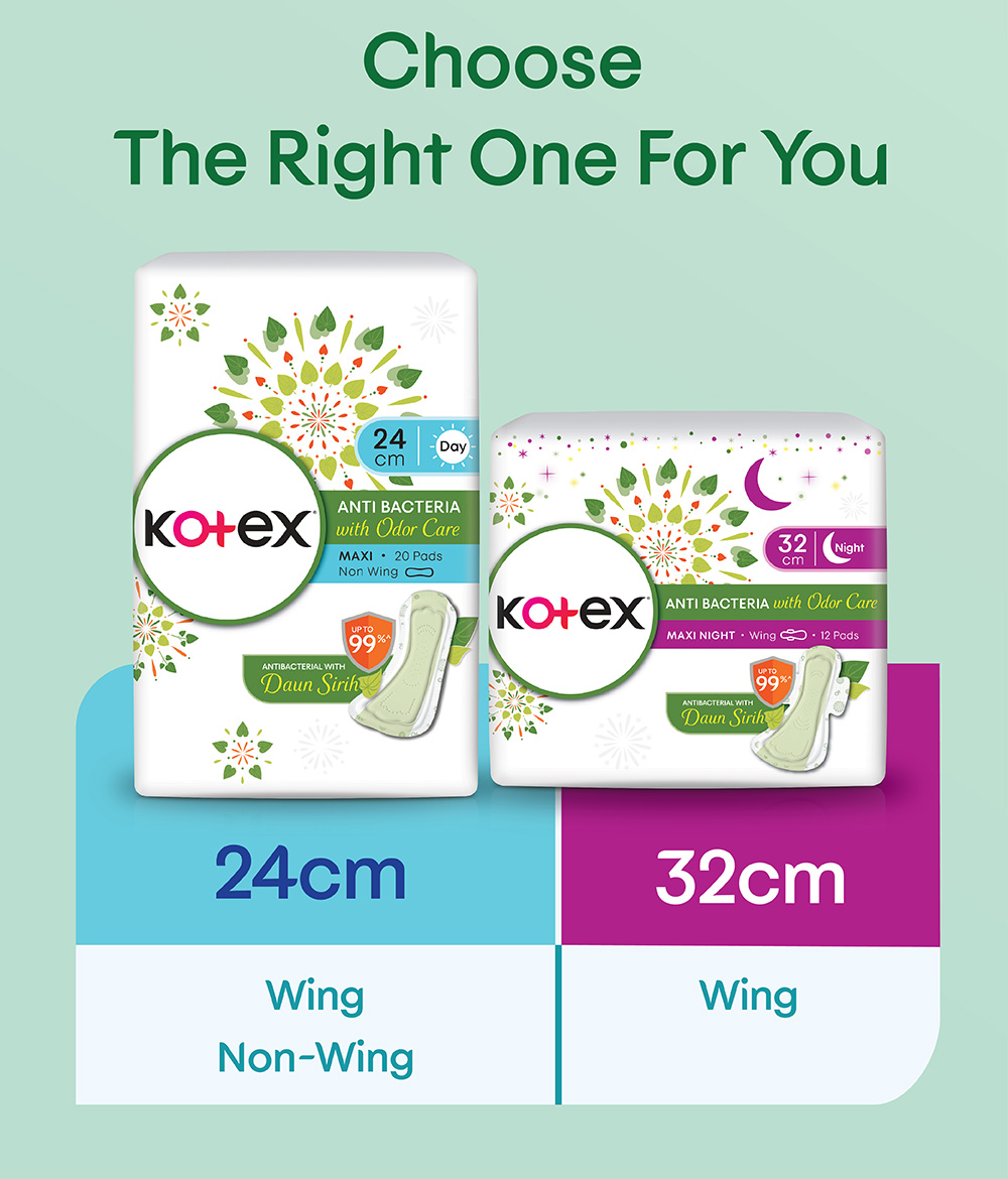 [Bundle of 3] Kotex Natural Care Maxi Wing Anti-Bacteria Pad 24cm/16's ...