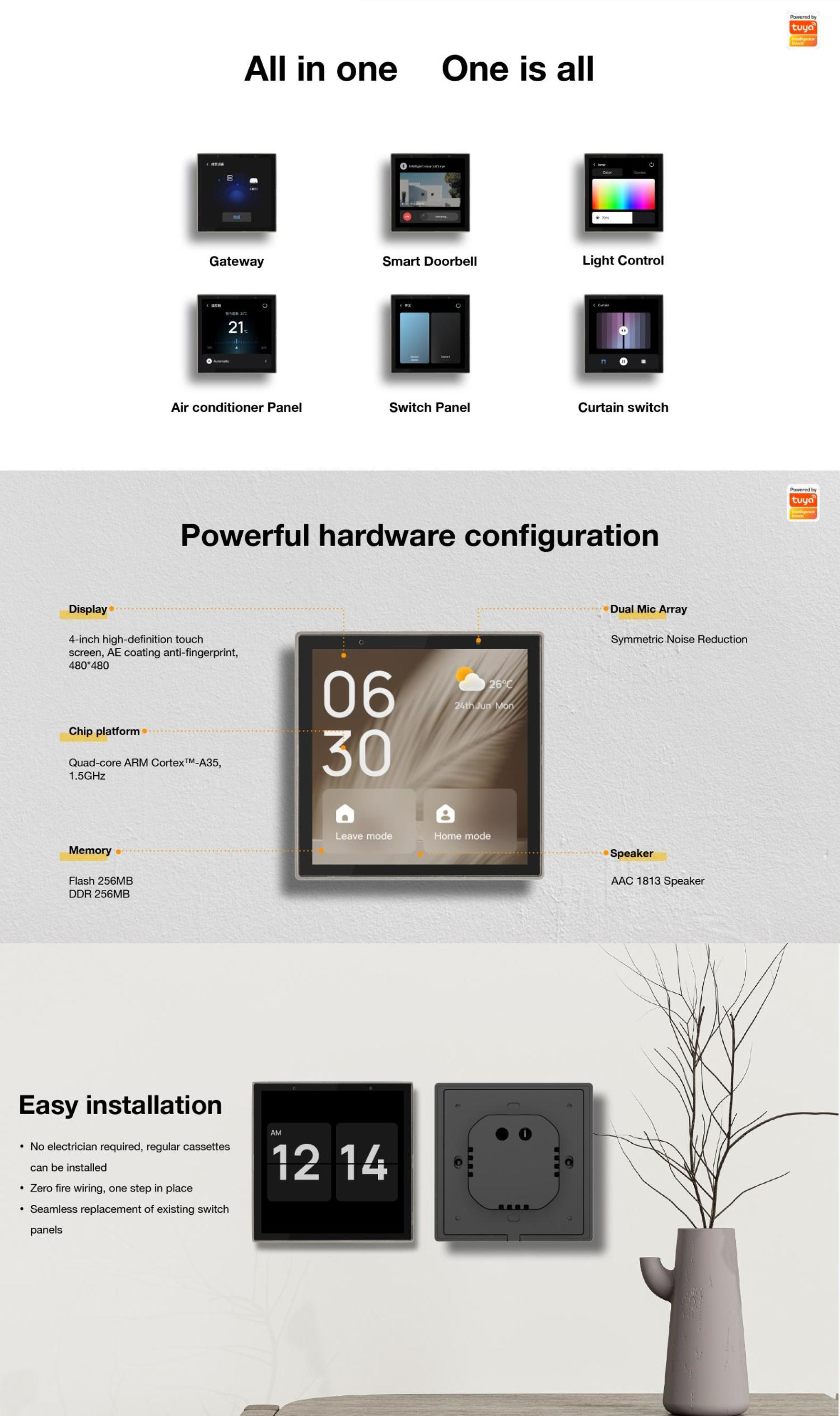 4" Smart Home Control Touch Panel with Built In Alexa Voice Control and ...