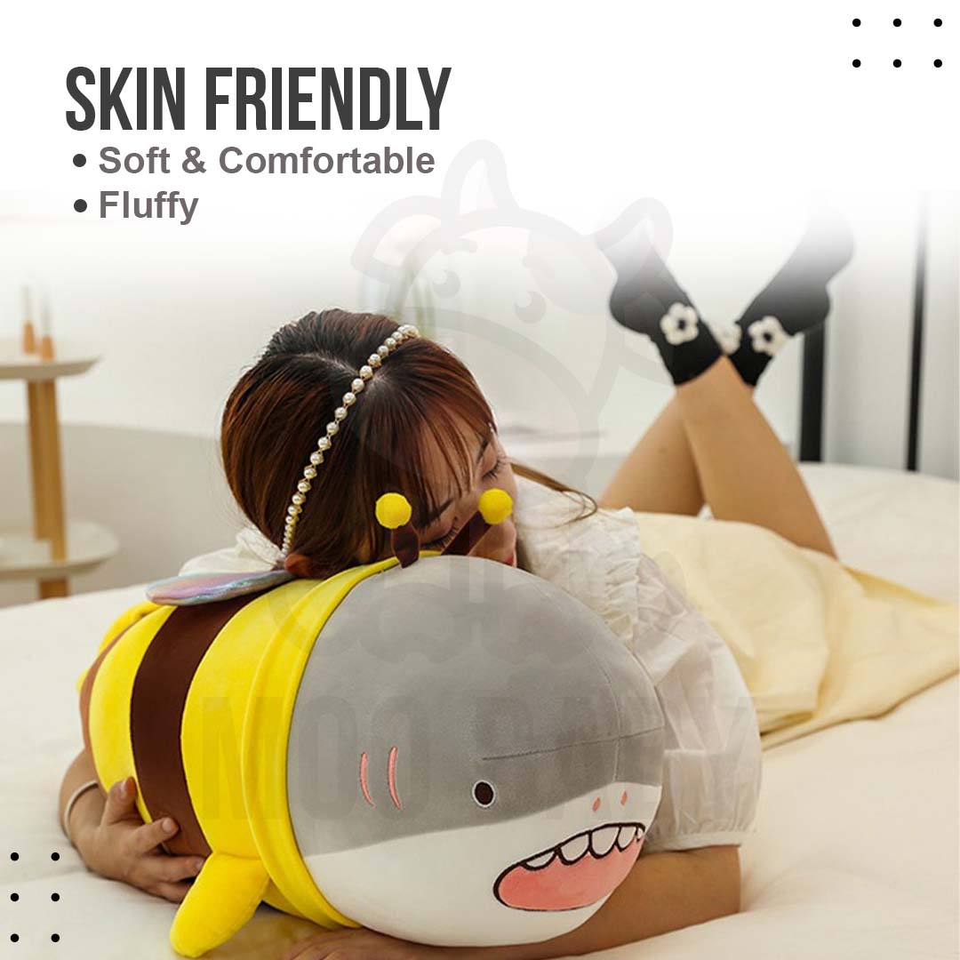 ⭐Moo Baby Shark Bee Patung Shark Plushie Plush Toy Pillow Plushie Patung Comel Shark Plush Shark ...