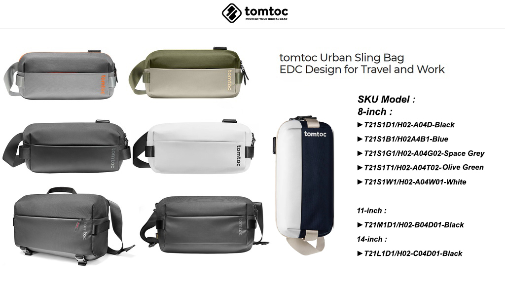 Tomtoc Minimalist EDC Sling Bag - Lightweight Crossbody Sling Bag ( 8 ...