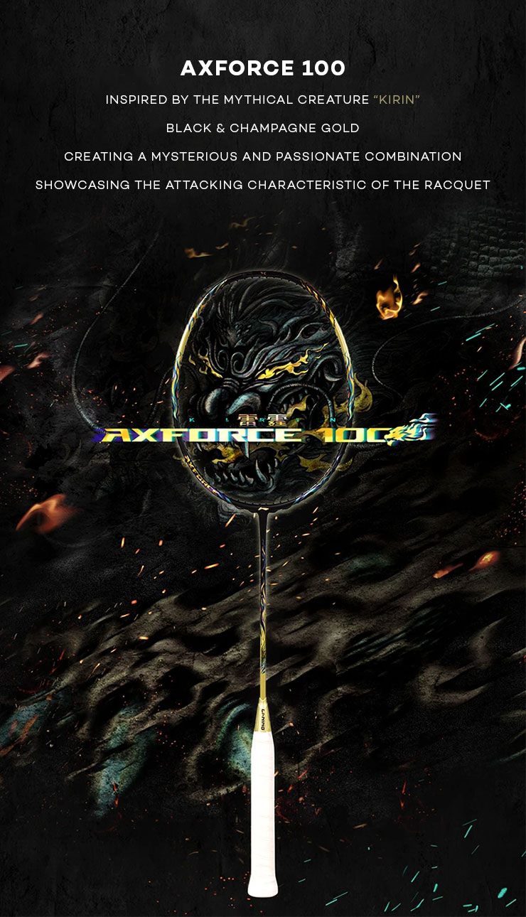 LI-NING AXFORCE 100 KIRIN BADMINTON RACQUET - BLACK/GOLD - AYPT235-3 ...