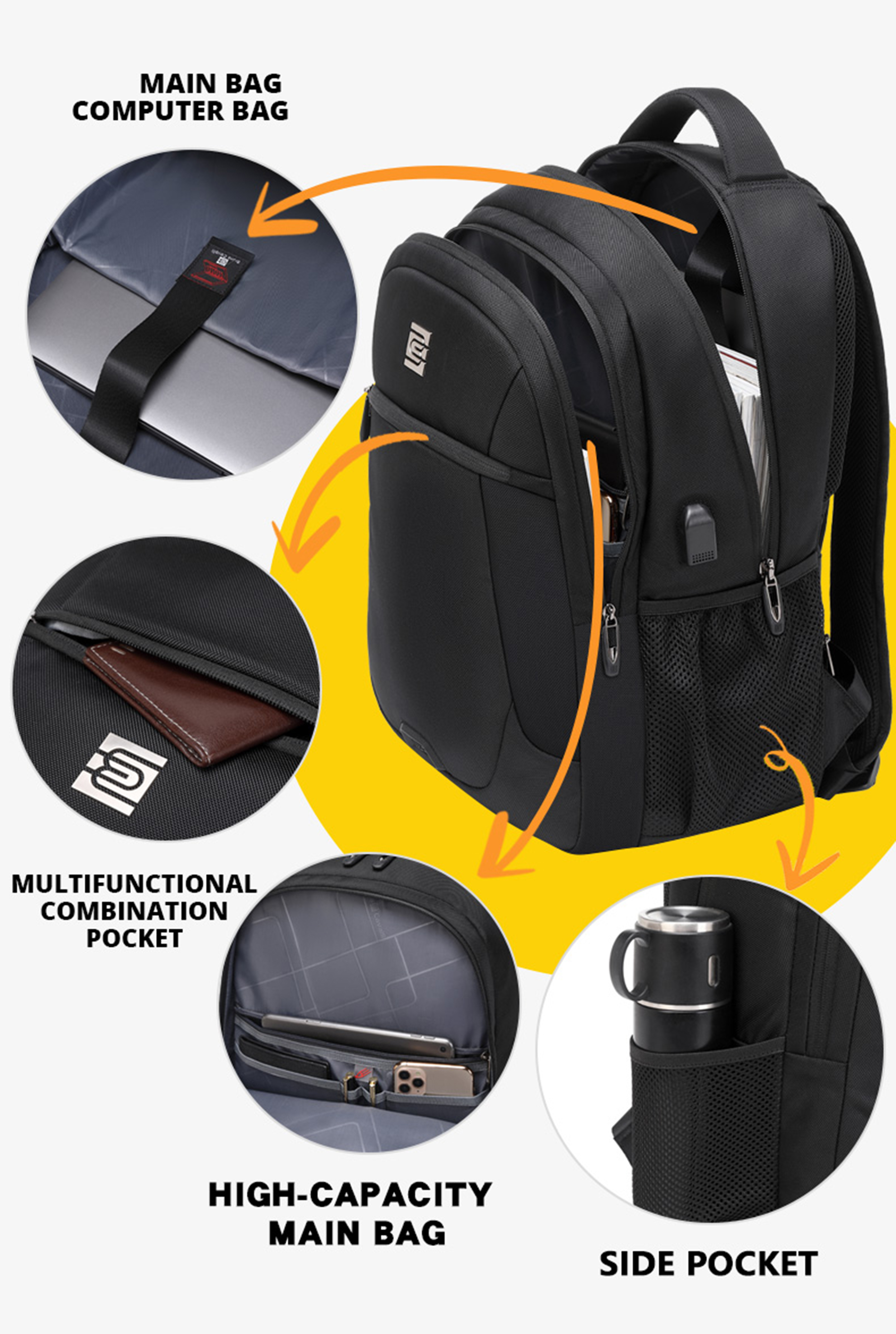 BRUNO CAVALLI Multifunctional Water Resistant Business Laptop Computer ...