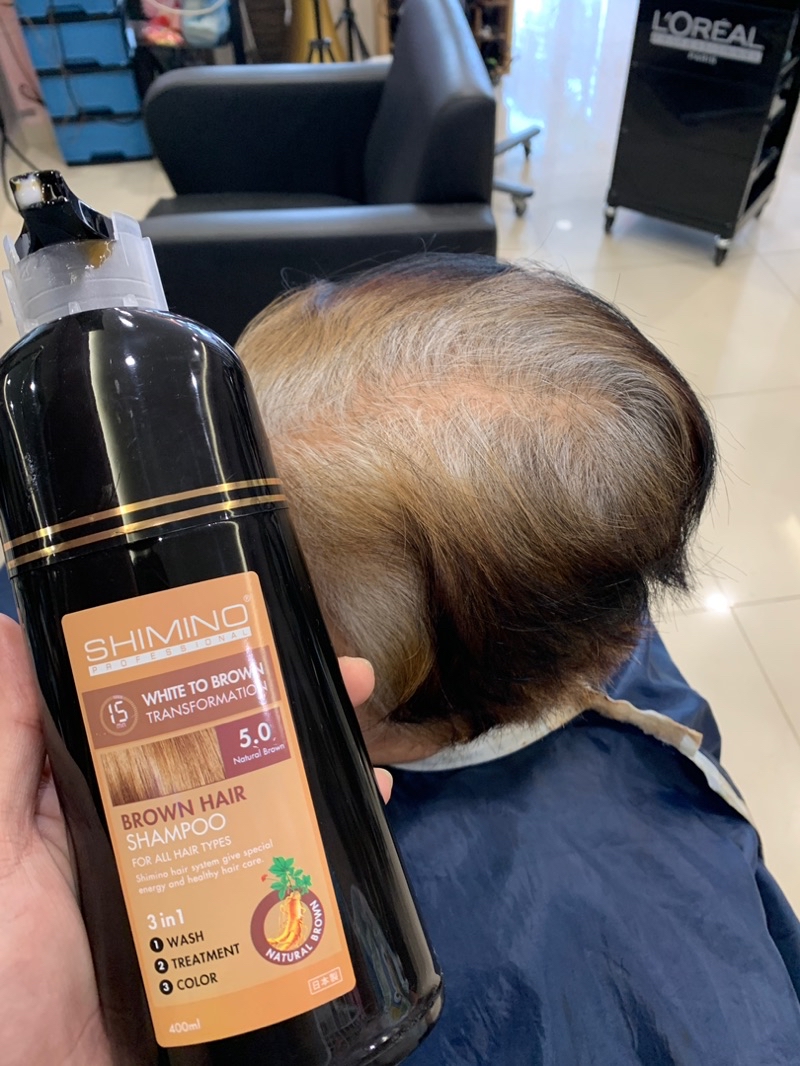 SHIMINO 5 minutes Cover White Gray Hair Color Wash Shampoo Black Brown ...