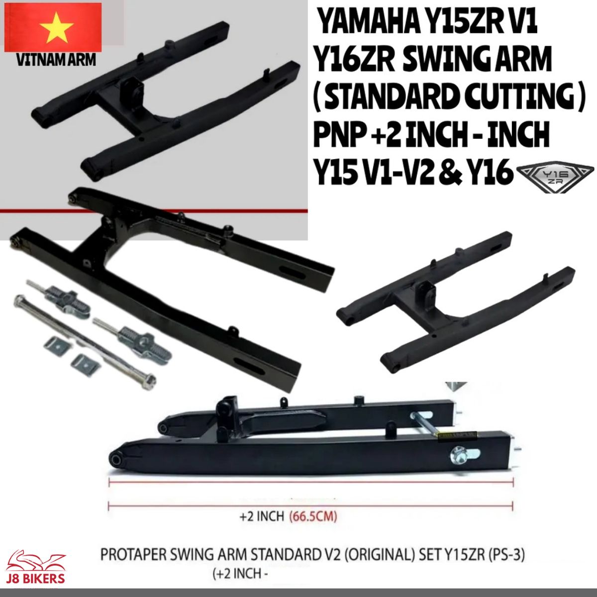 YAMAHA Y15ZR V1 V2 Y16ZR EXCITER 150/155 VIETNAM SWING ARM ( STANDARD CUTTING ) PNP + 2 INCH ...