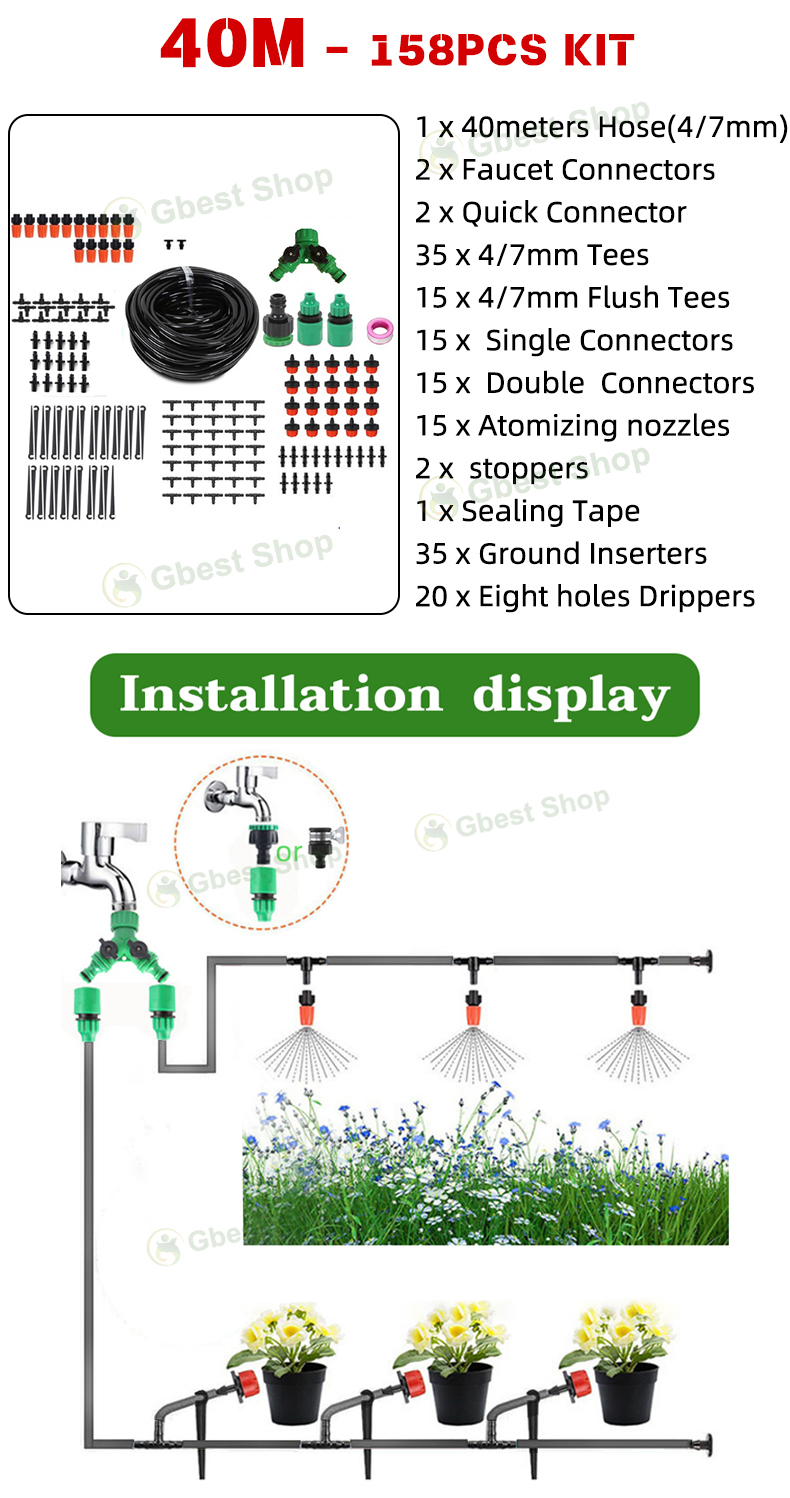 Garden Auto Water Irrigation Plant Dripping System Drip Kit with Mist ...