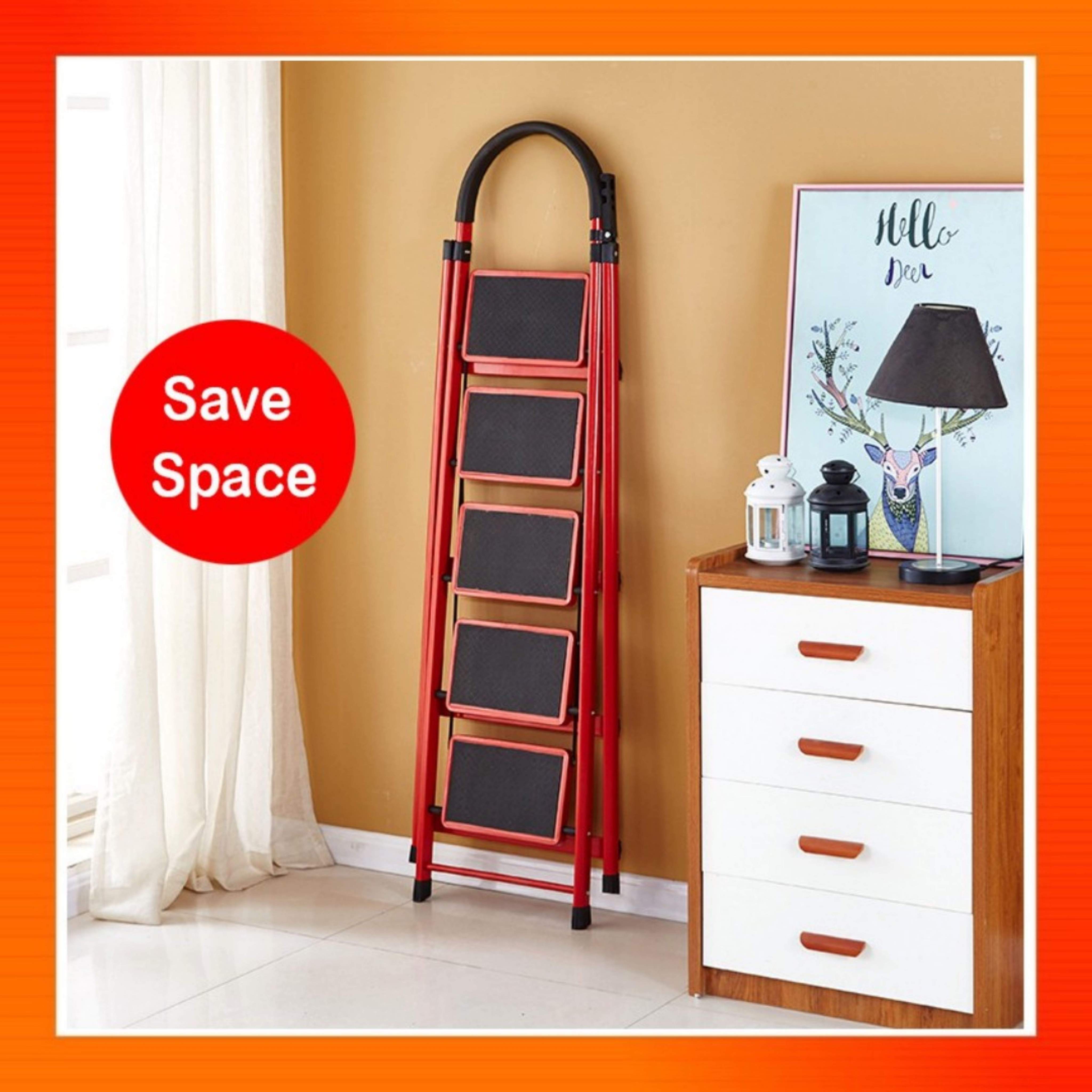 STRONGMAN HEAVY DUTY INDOOR FOLDING LADDER 3 - 6 STEPS WITH HAND GRIP ...