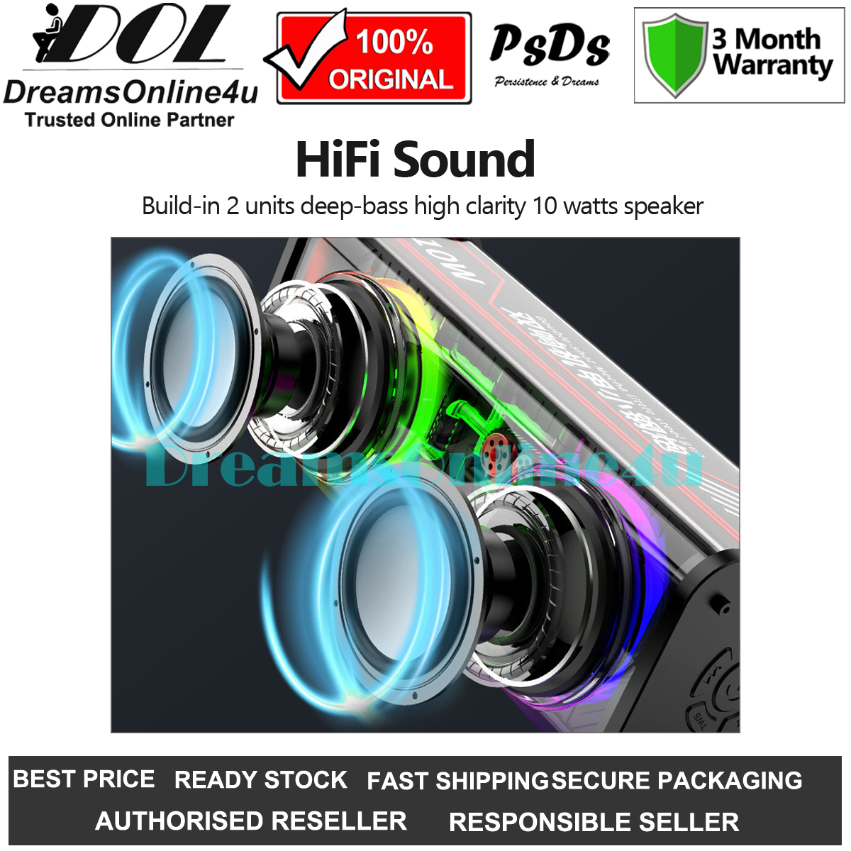 PsDs 10 Watts Dual Deep-Bass Driver Bluetooth TWS Futuristic ...