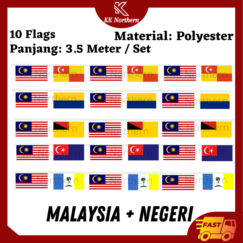 Flag Malaysia Bendera Kecil Gantung Negeri Jalur Gemilang Negeri Tali ...