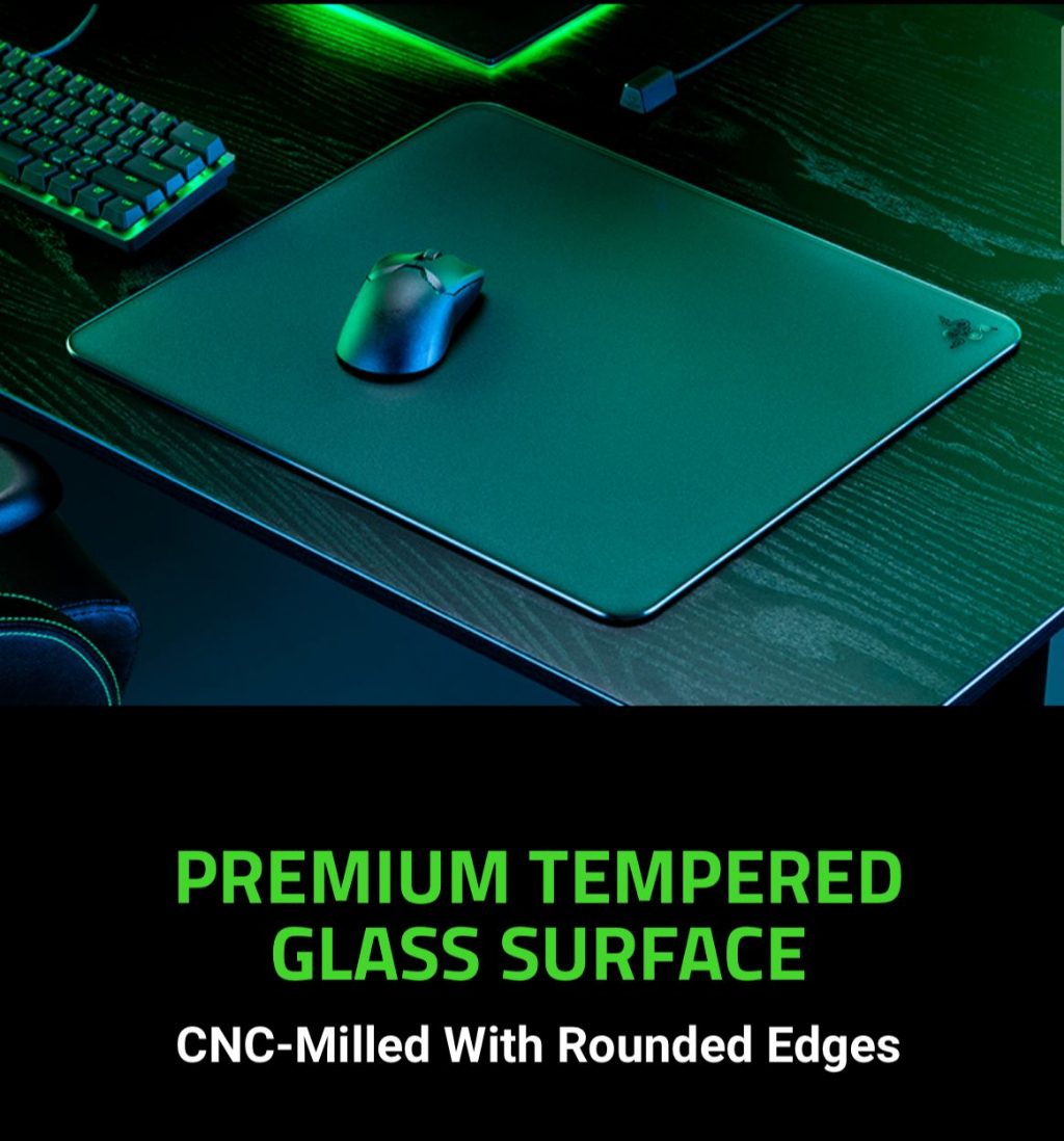 Razer Atlas Tempered Glass Gaming MousePad Ultra-Smooth Micro-Etched ...