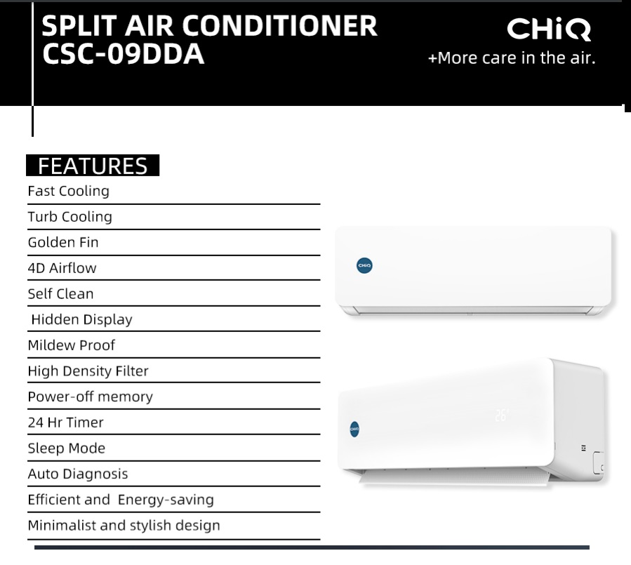 CHIQ NON-INVERTER AIR COND R32 AIR CONDITIONER 9K-17K BTU FAST COOLING ...