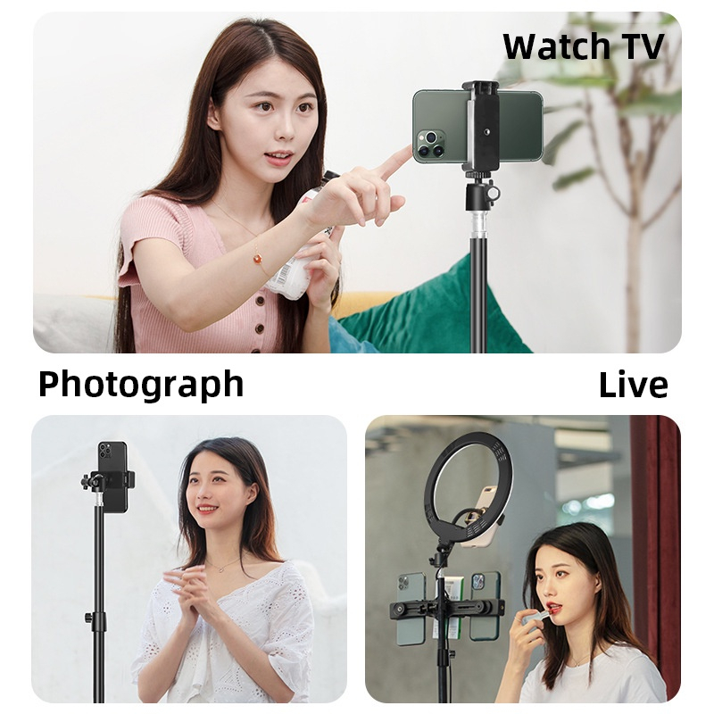 210cm 2.1m Portable Tripod Phone Holder Stand Adjustable Floor Live Camera Selfie 2.1m Bluetooth ...