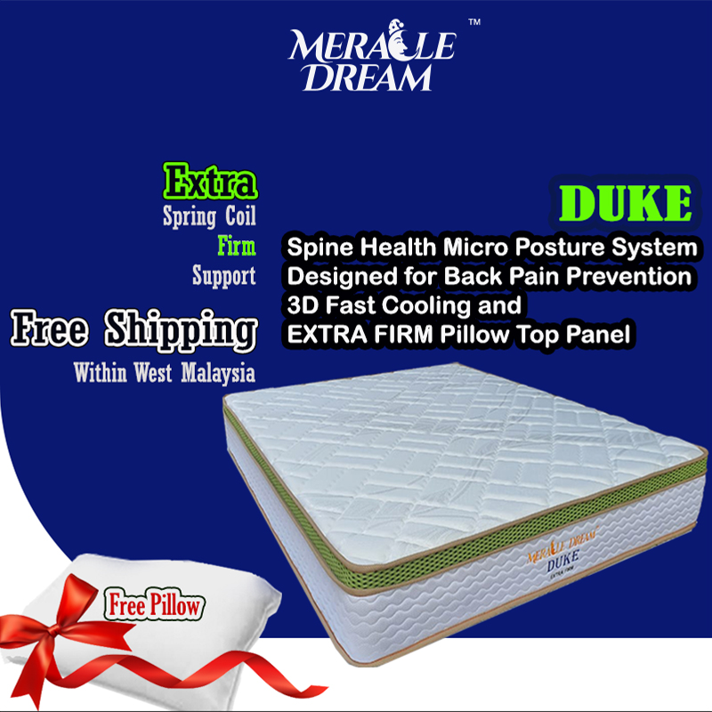 Mattress Duke Meracle Dream Tilam-Hotel Spec Extra Firm Spine Health ...
