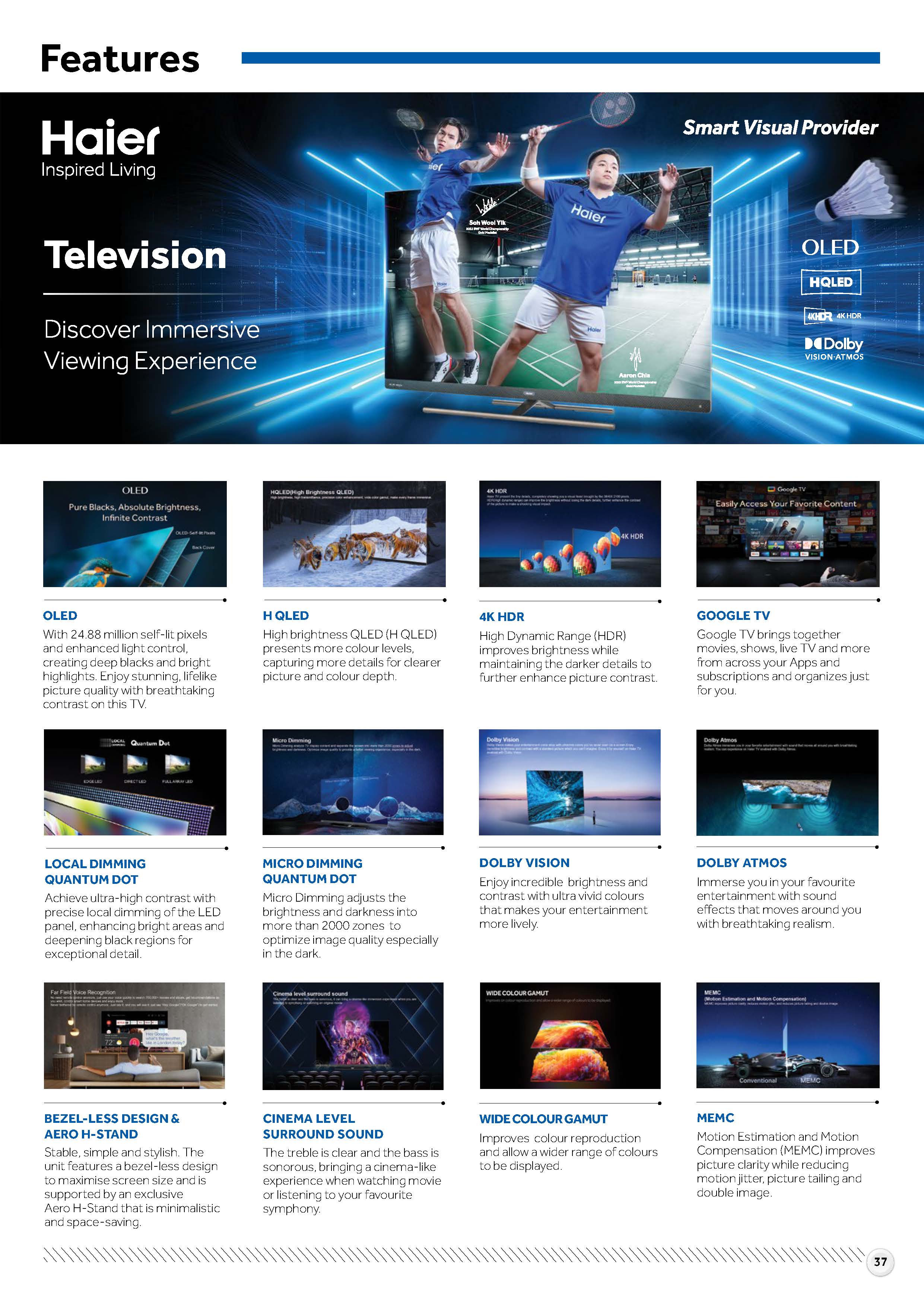 HAIER H50P750UX H75P750UX 50" - 75" HQLED GOOGLE TV | P750 SERIES ...