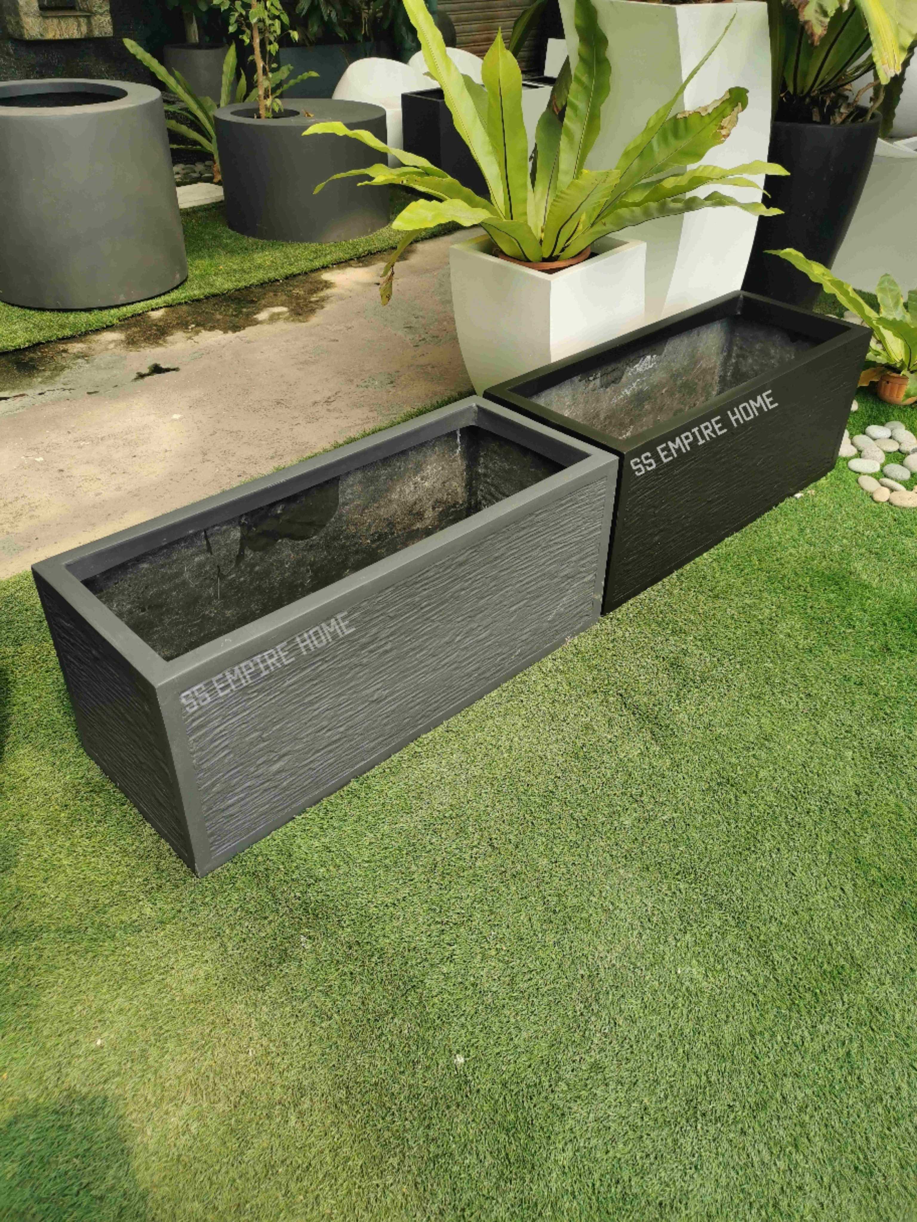 RUDI PB7 Grey Black Texture Planter box Fiberglass Flower Pot Pasu ...