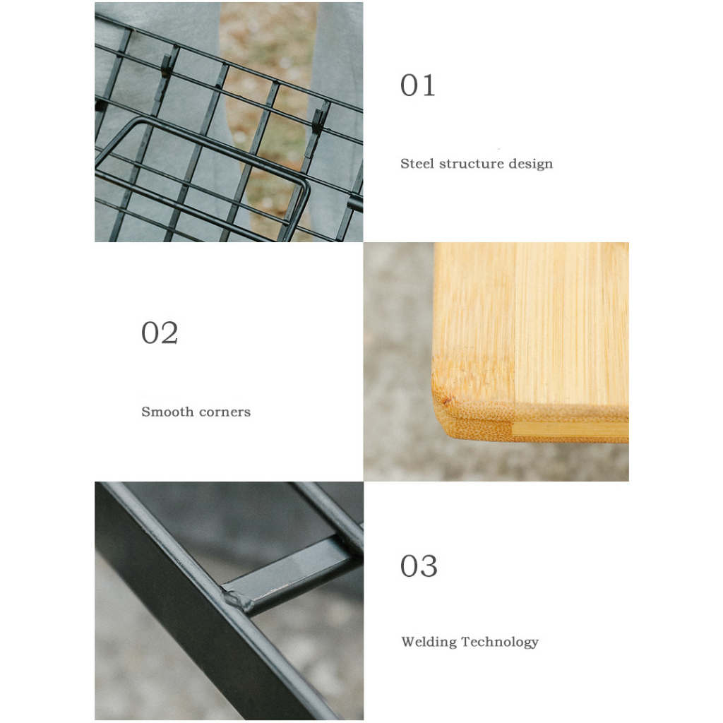 ISE Mount Iron Steel Mesh Camping Rack Table Foldable Portable Stacking ...