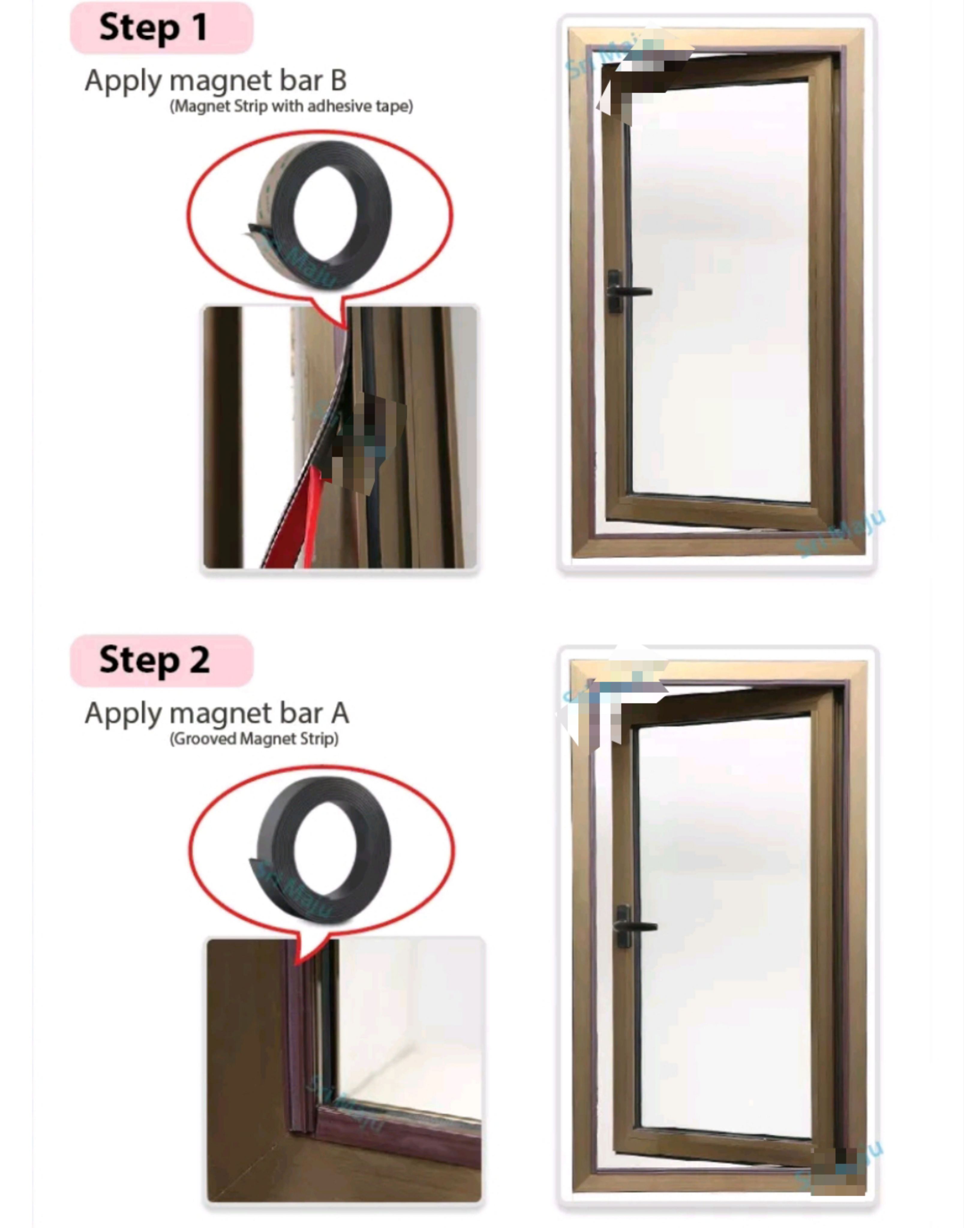 WHITE MESH FULLSET SOFT FRAME Magnet Mosquito Net For Frame Stainsteel ...