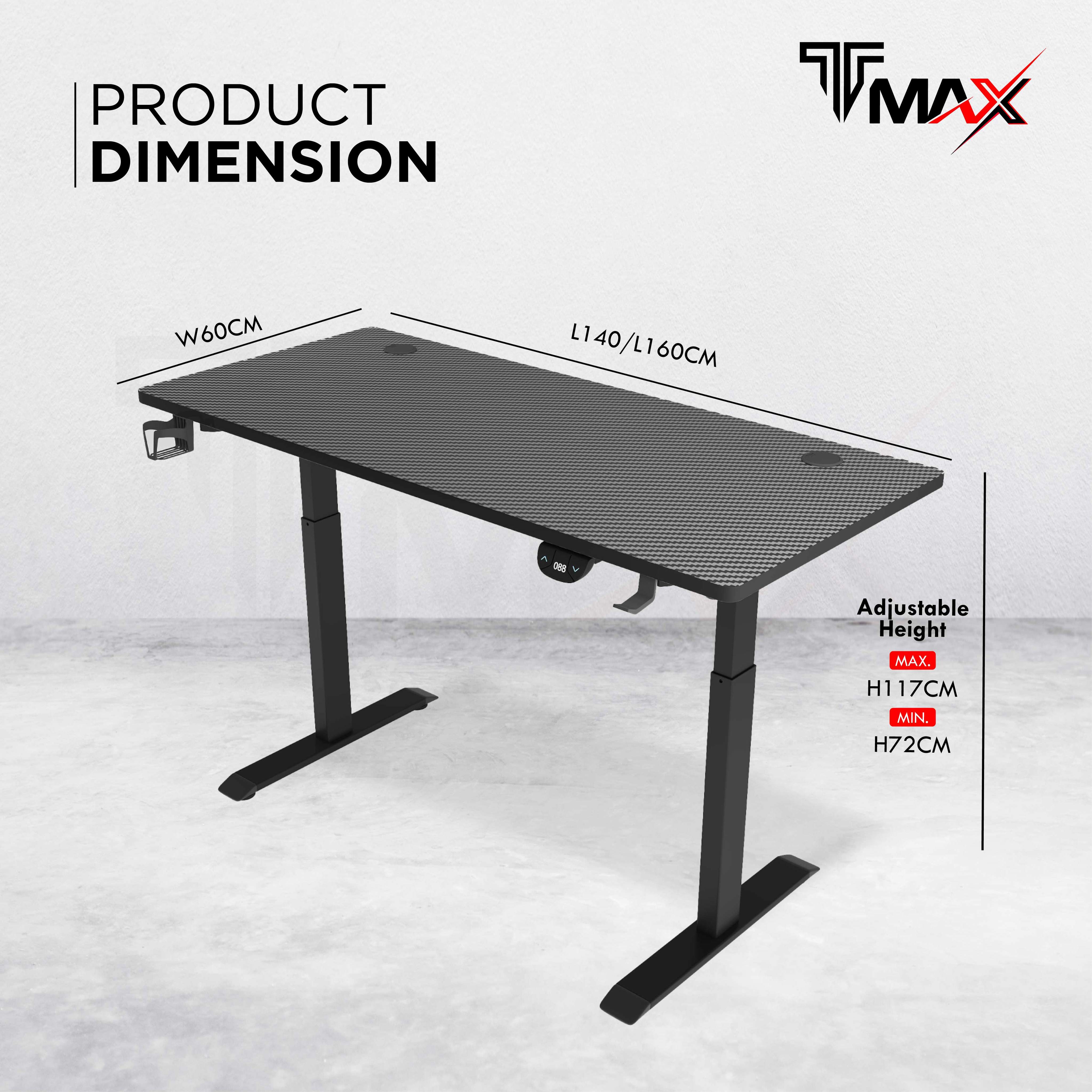 TMAX L140/160cm I-shape Standing Desk Smart Lifting Motorized Height ...