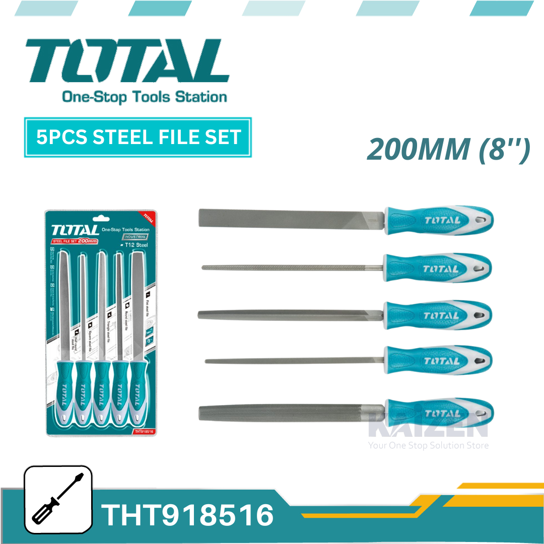 TOTAL THT918516 5 Pcs Steel File Set 200mm | Shopee Malaysia