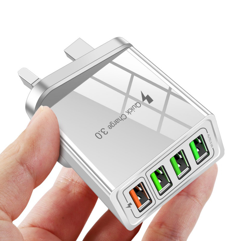 Portable Fast Charging Adapter 24W 4 USB Port Mobile Charger Adapter QC ...