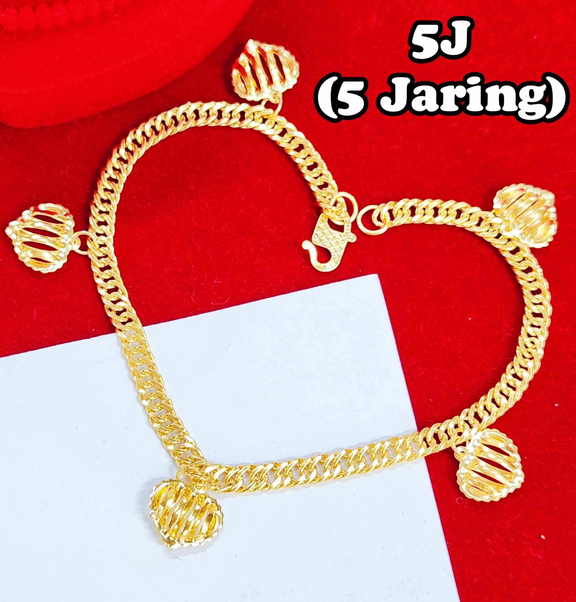 Wing Sing Gelang Rantai Tangan Lipan Gantung Love Jaring Emas 916 Gold ...