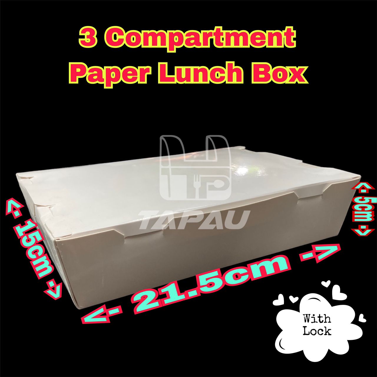 TAPAU - 3 Compartment Paper Lunch Box [ 40pcs +- ] / Bento Box / Food ...