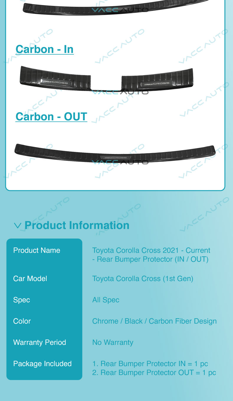 Toyota Corolla Cross 2020 - 2026 Rear Bumper Protector - Out Or In Rear ...