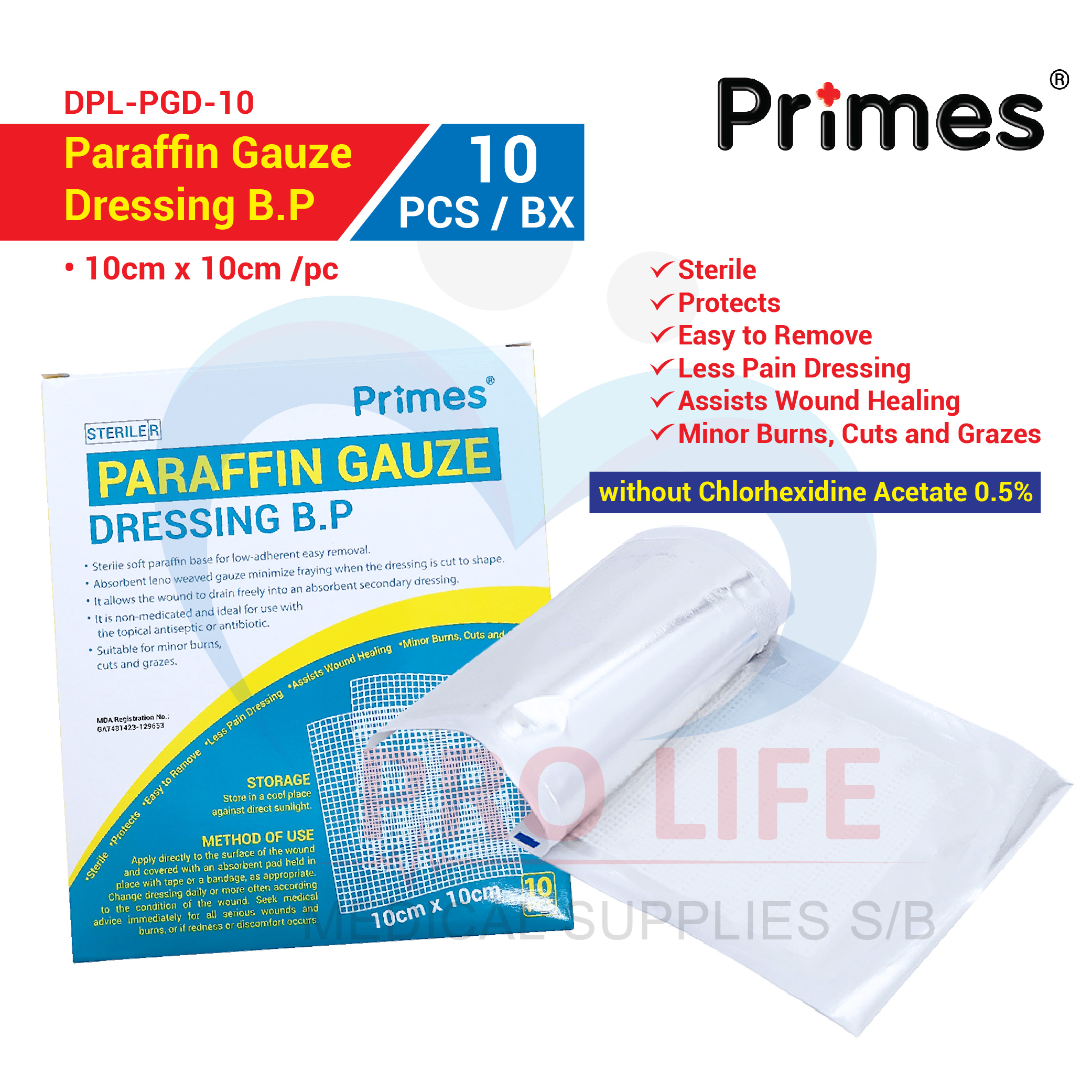 Primes Paraffin Gauze Dressing B.P Without Chlorhexidine Acetate 0.5% ...