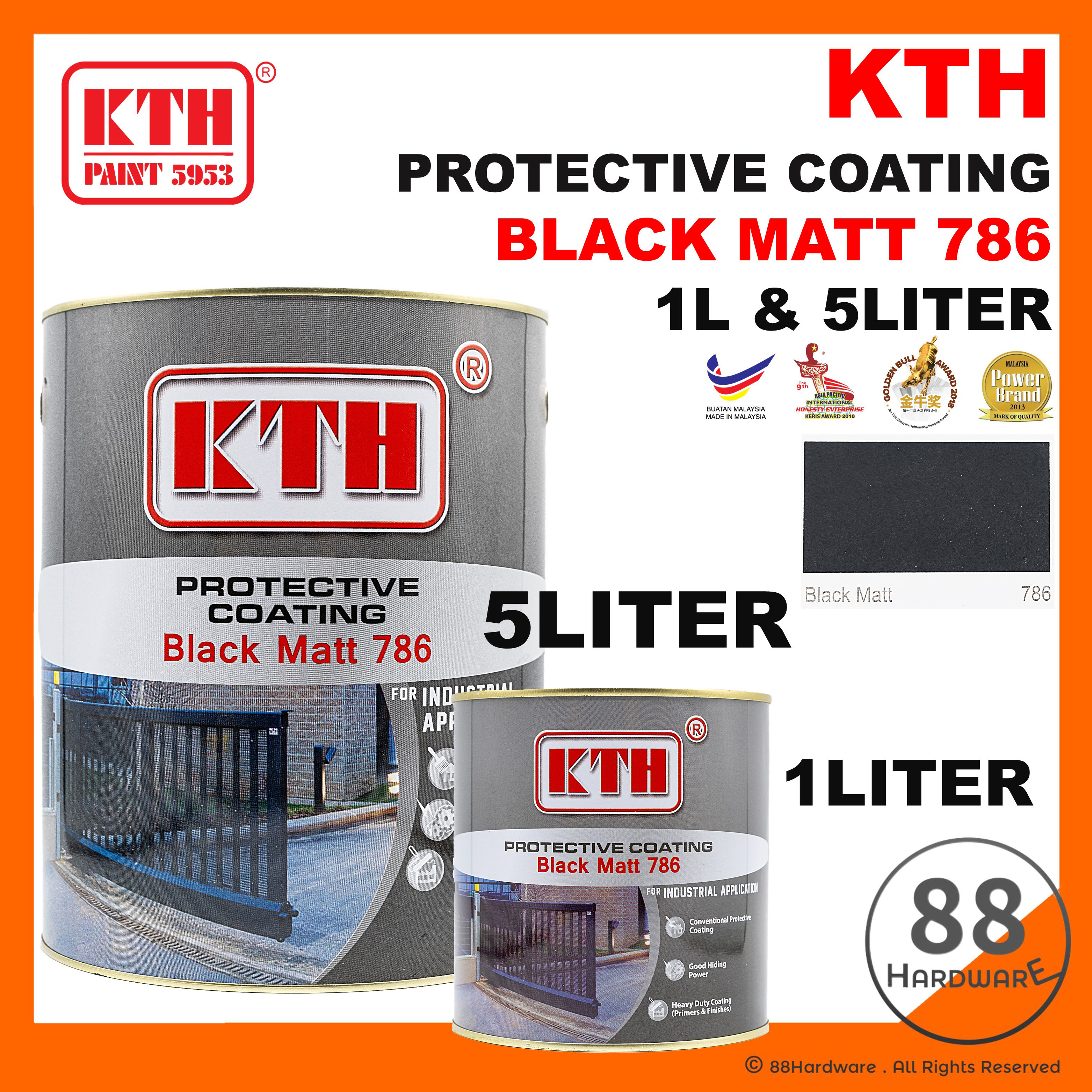 5L KTH 786 matte black paint cat besi / cat hitam matte / cat kayu wood ...