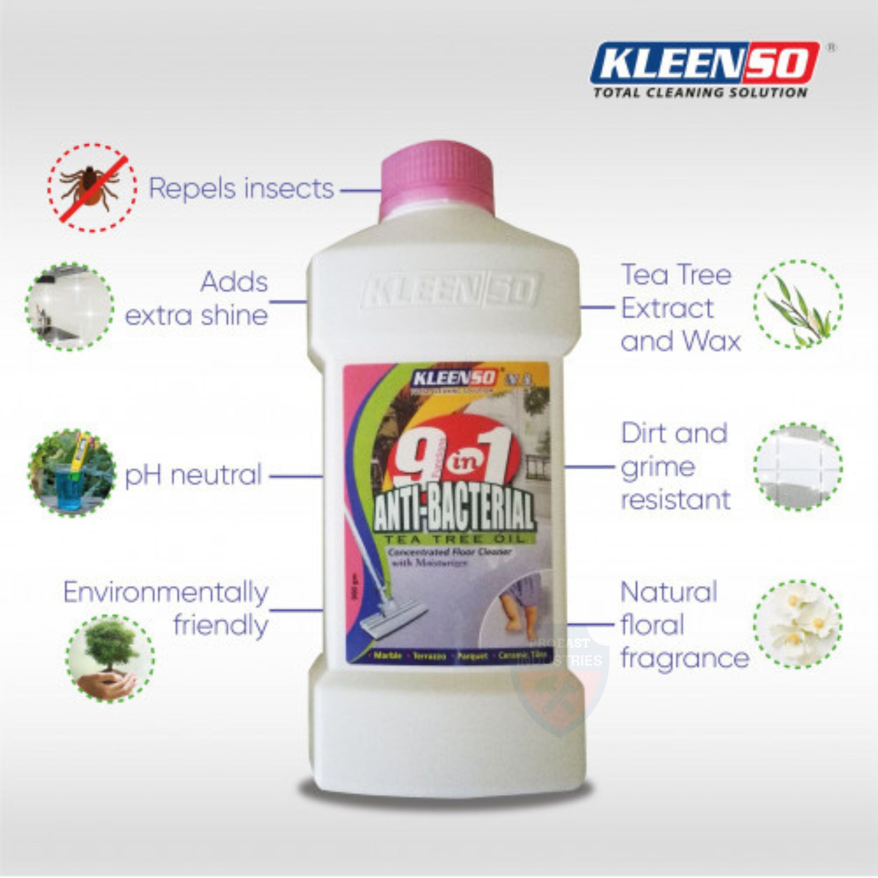 KLEENSO 9 in 1 Anti-bacterial Tea Tree Oil Floor Cleaner 900ml | Shopee ...
