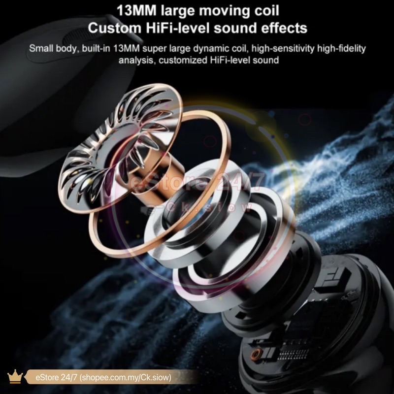 Wekome VB06 Mecha Style Dynamic Metal Wireless Gaming Earbuds In ear ...