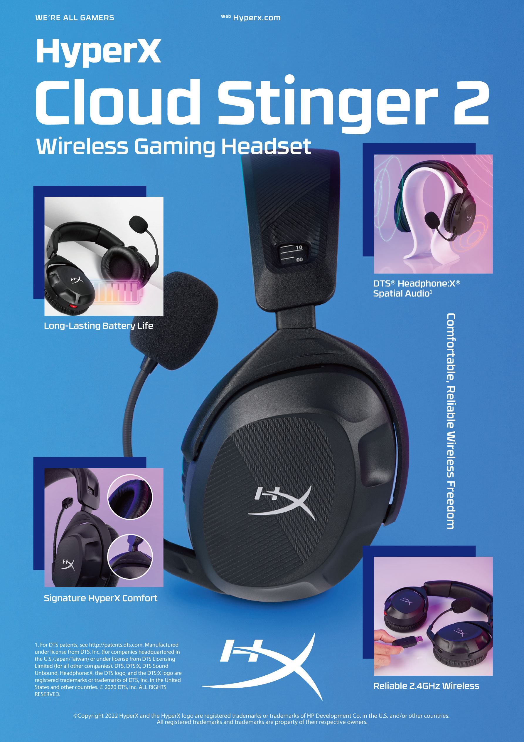 HYPERX CLOUD STINGER 2 WIRELESS DTSX PC GAMING HEADSET 676A2AA | Shopee ...