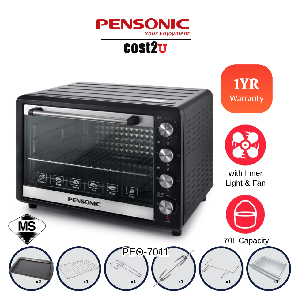 Pensonic 70L Large Electric Oven with Rotisseries & Light | PEO-7011 ...