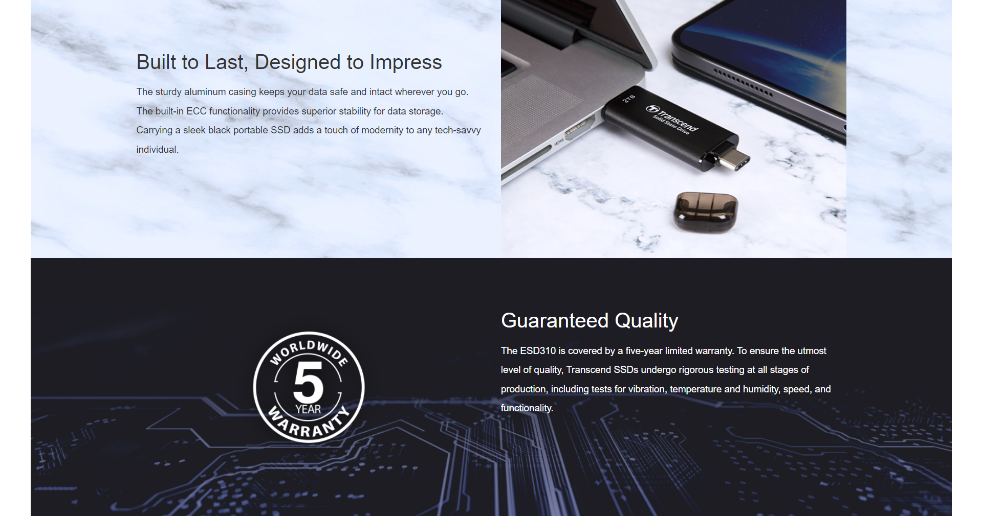 Transcend ESD310 Portable SSD USB 10Gbps(256GB/512GB/1TB/2TB) - Black ...