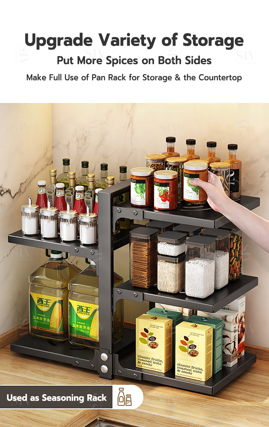 SIV 2-5 Tiers Adjustable Pot and Pan Rack Organizer Rak Bawah Sinki ...