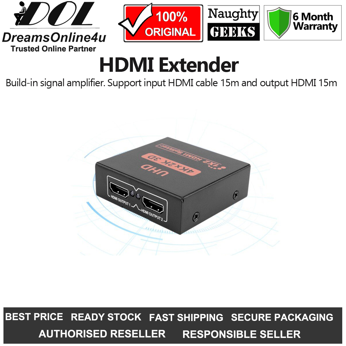 Relink HSP4K12-R1 HDMI Splitter Extender 1 In 2 Out 2K 4K 3D 2 ...