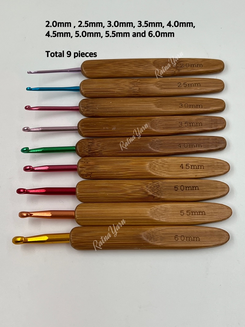 🎀Ready Stock🎀 Bamboo crochet Hook / jarum kait rotan / Set Crochet hook ...