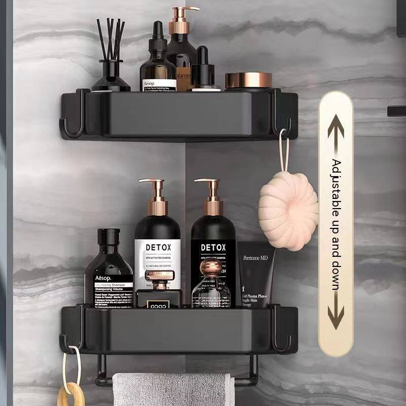 Hole Free Wall Mounted Corner Bathroom Storage Shelf Multi-Layer ...