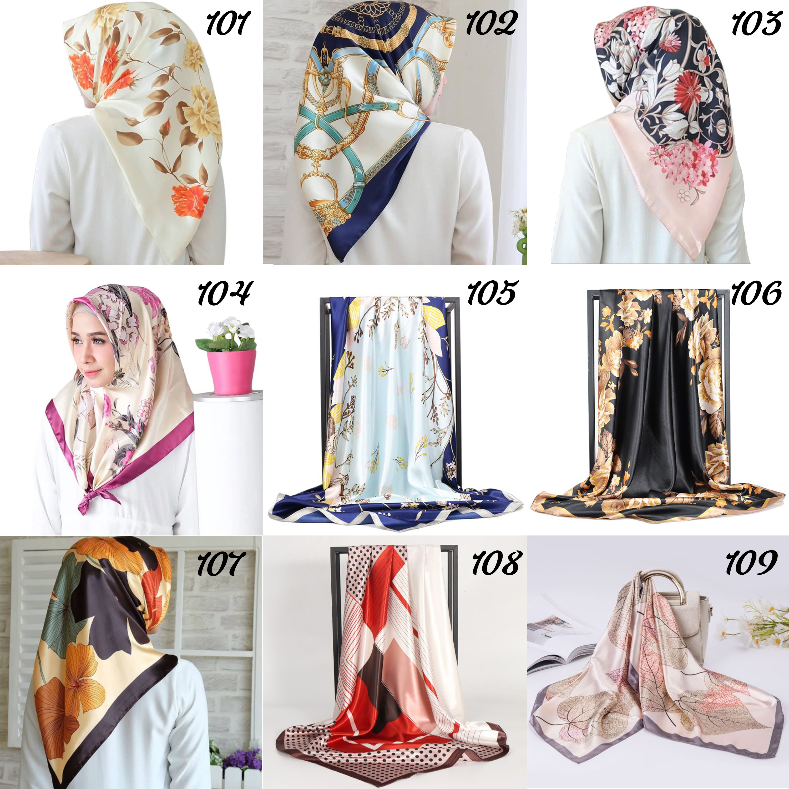 Tudung bawal satin print tudung silk bawal corak design square printed ...