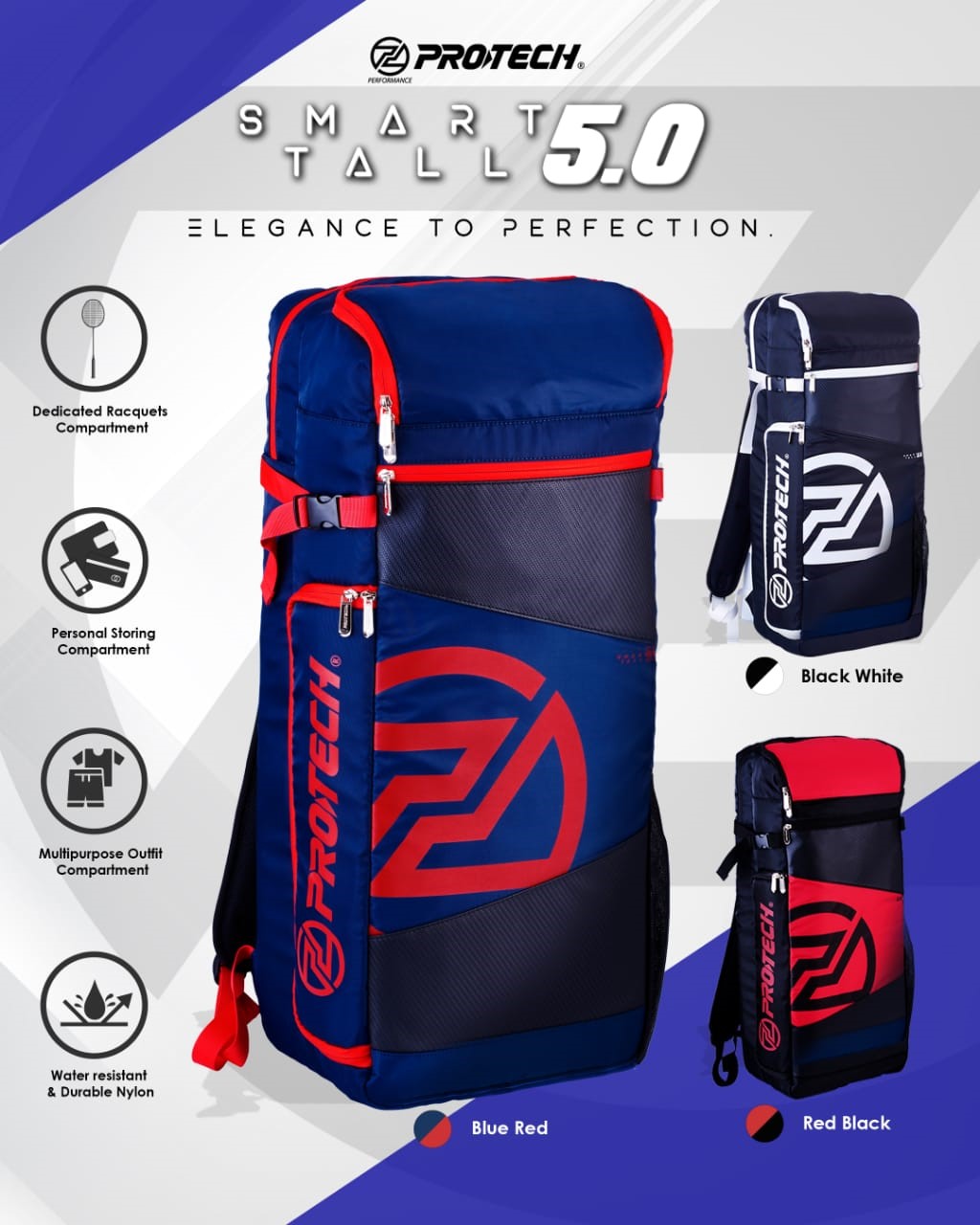 PROTECH - SMART TALL 5.0 [Backpack Bag] [Badminton Racket Bag ...